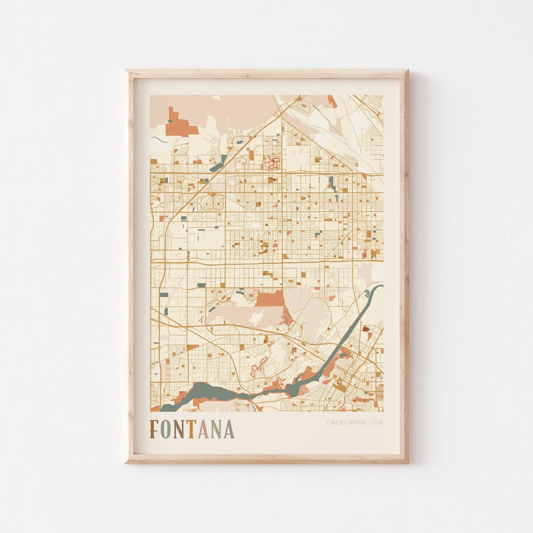 Fontana Map Poster, Fontana Print, Fontana Poster, Fontana Wall Art ...