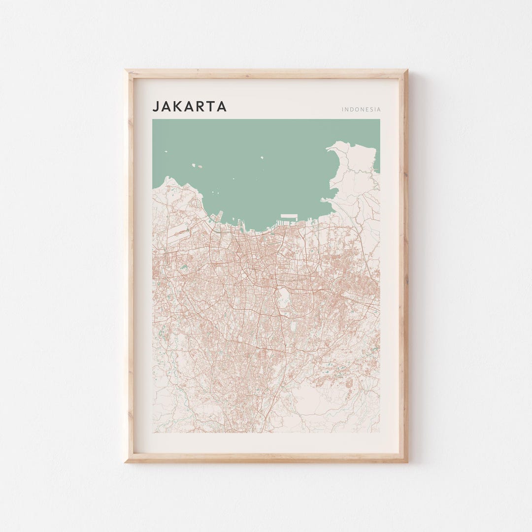 Jakarta Map Poster, Jakarta Print, Jakarta Poster, Jakarta Wall Art ...