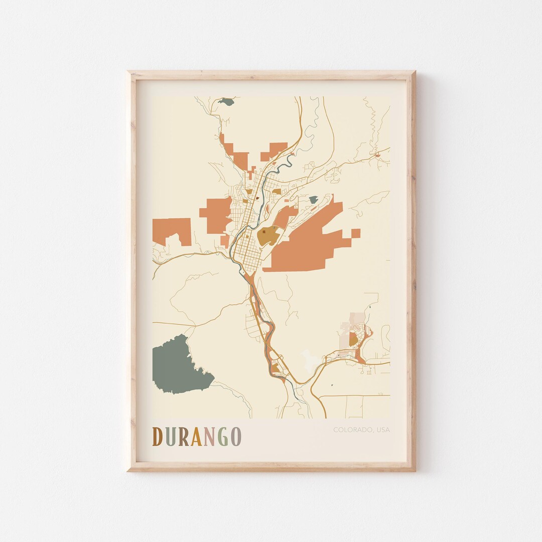 Durango Map Poster, Durango Print, Durango Poster, Durango Wall Art ...