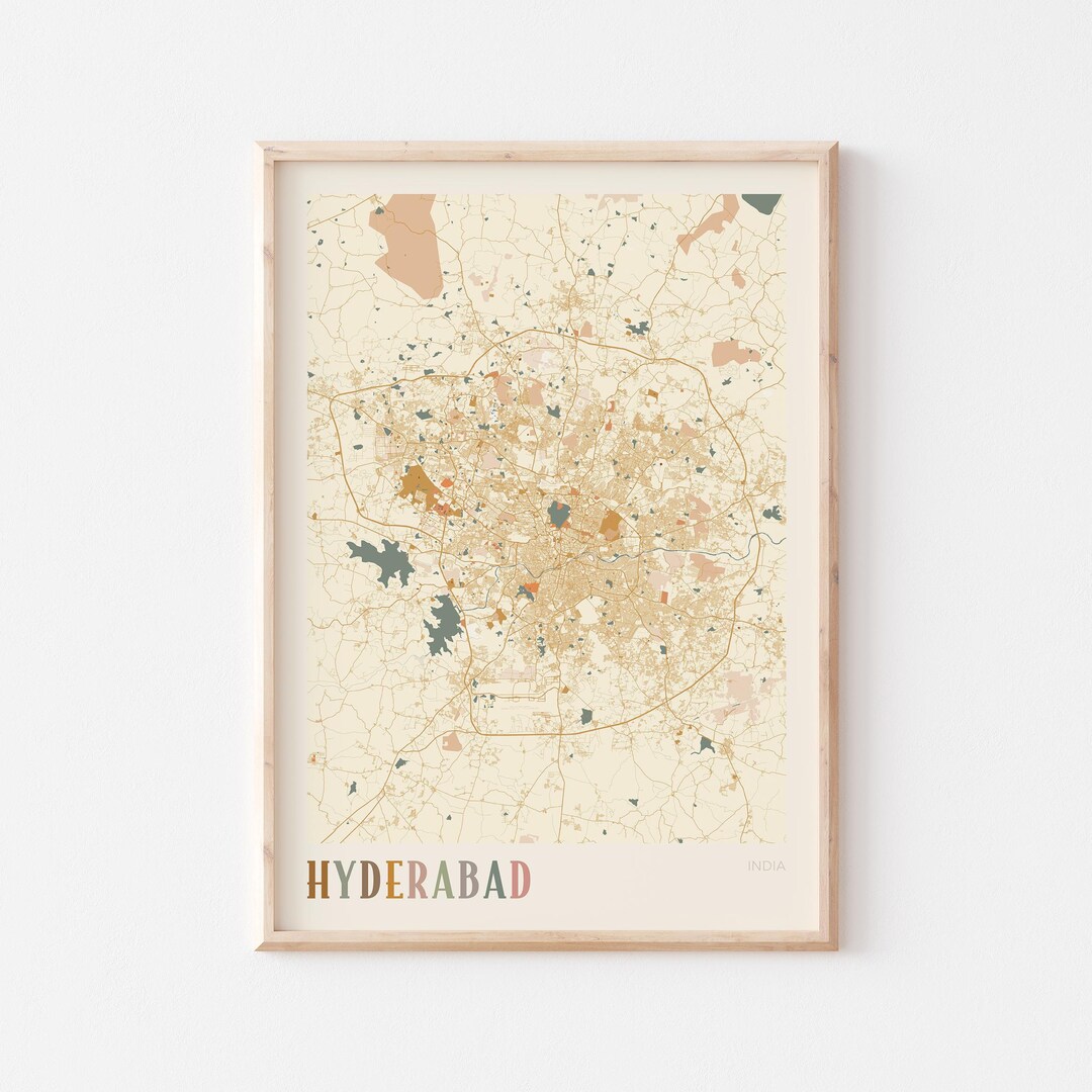 Hyderabad Map Poster, Hyderabad Print, Hyderabad Poster, Hyderabad Wall ...
