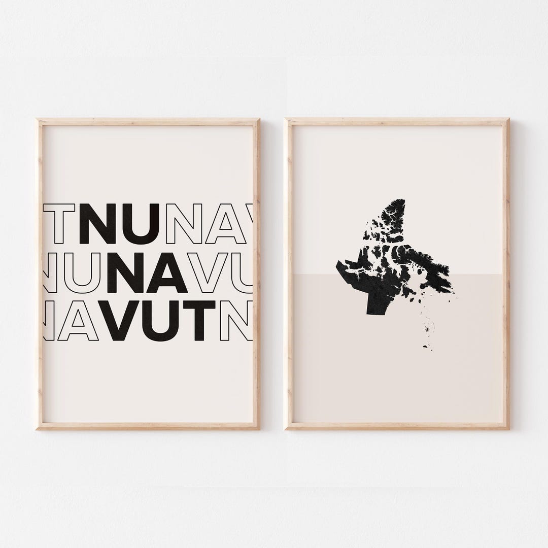 Nunavut Set of 2 Prints, Nunavut Print, Nunavut Map Poster, Nunavut Map ...