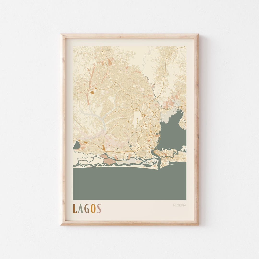 Lagos Map Poster, Lagos Print, Lagos Poster, Lagos Wall Art, Nigeria ...