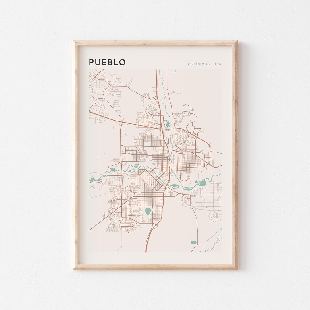 Pueblo Map Poster, Pueblo Print, Pueblo Poster, Pueblo Wall Art ...