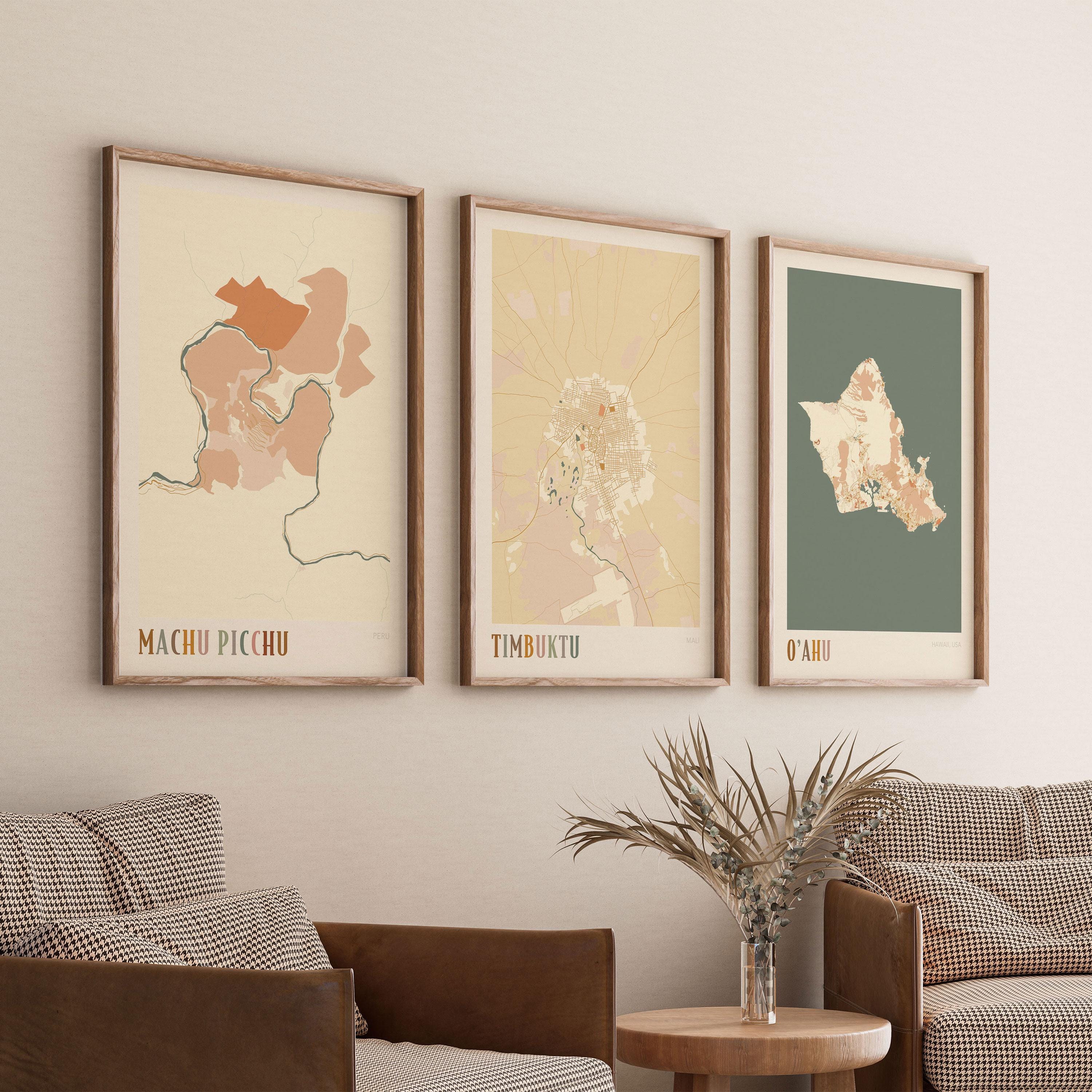 Set of 3 Map Posters, Set of 3 Map Prints, Set of 3 Wall Art, Set of 3 ...