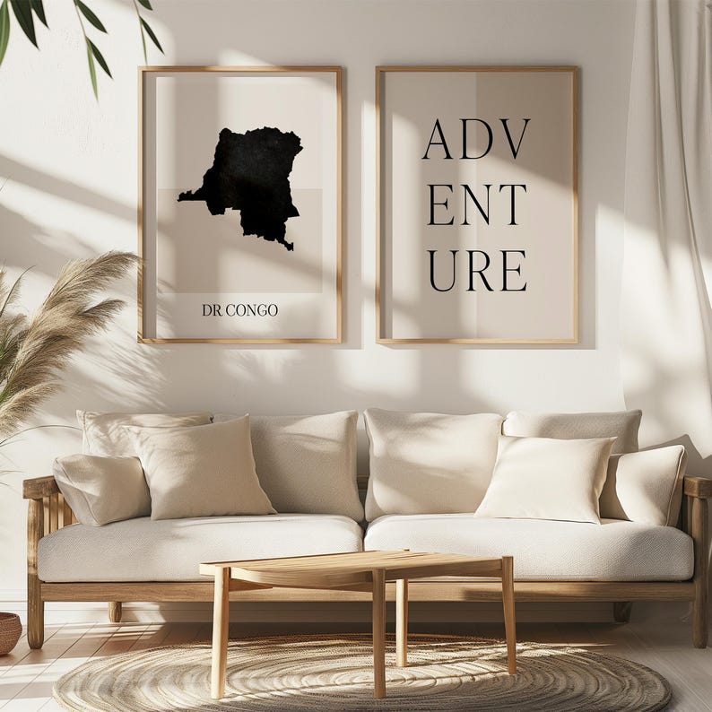 Congo Map Poster, Congo Print, Congo Map Print Minimalist Boho Wall Art ...