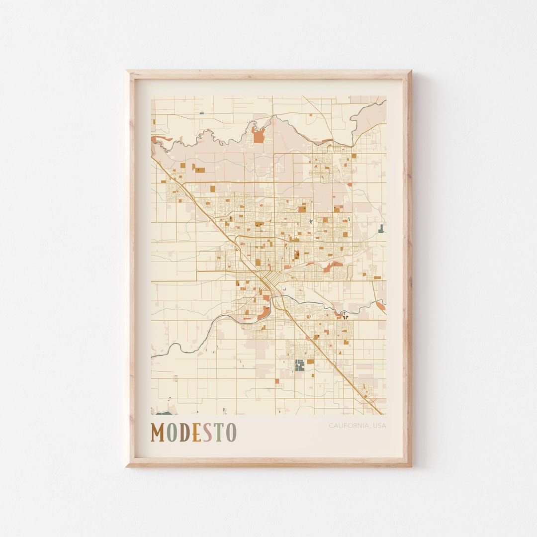 Modesto Map Poster, Modesto Print, Modesto Poster, Modesto Wall Art ...