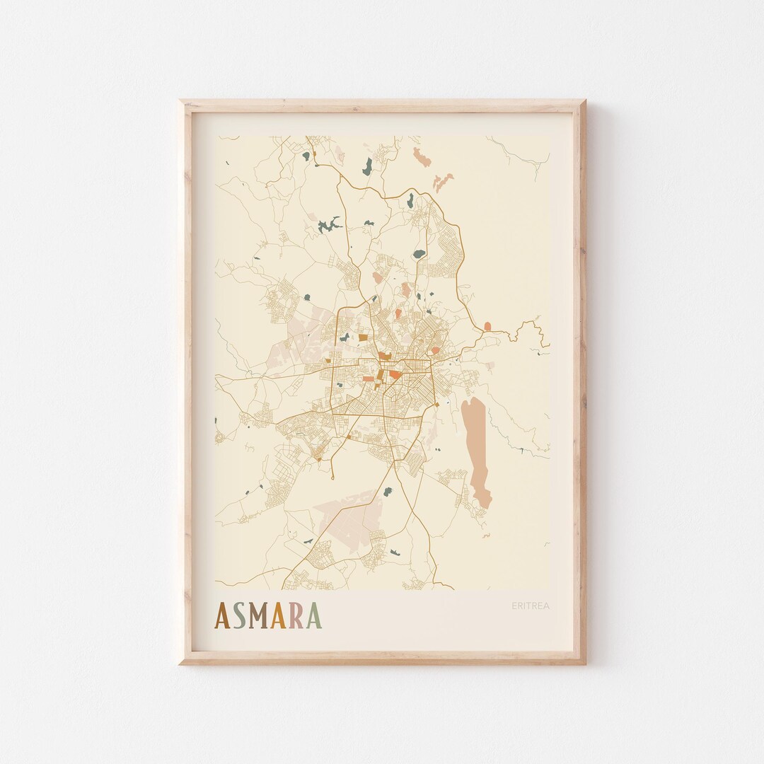 Asmara Map Poster, Asmara Print, Asmara Poster, Asmara Wall Art ...