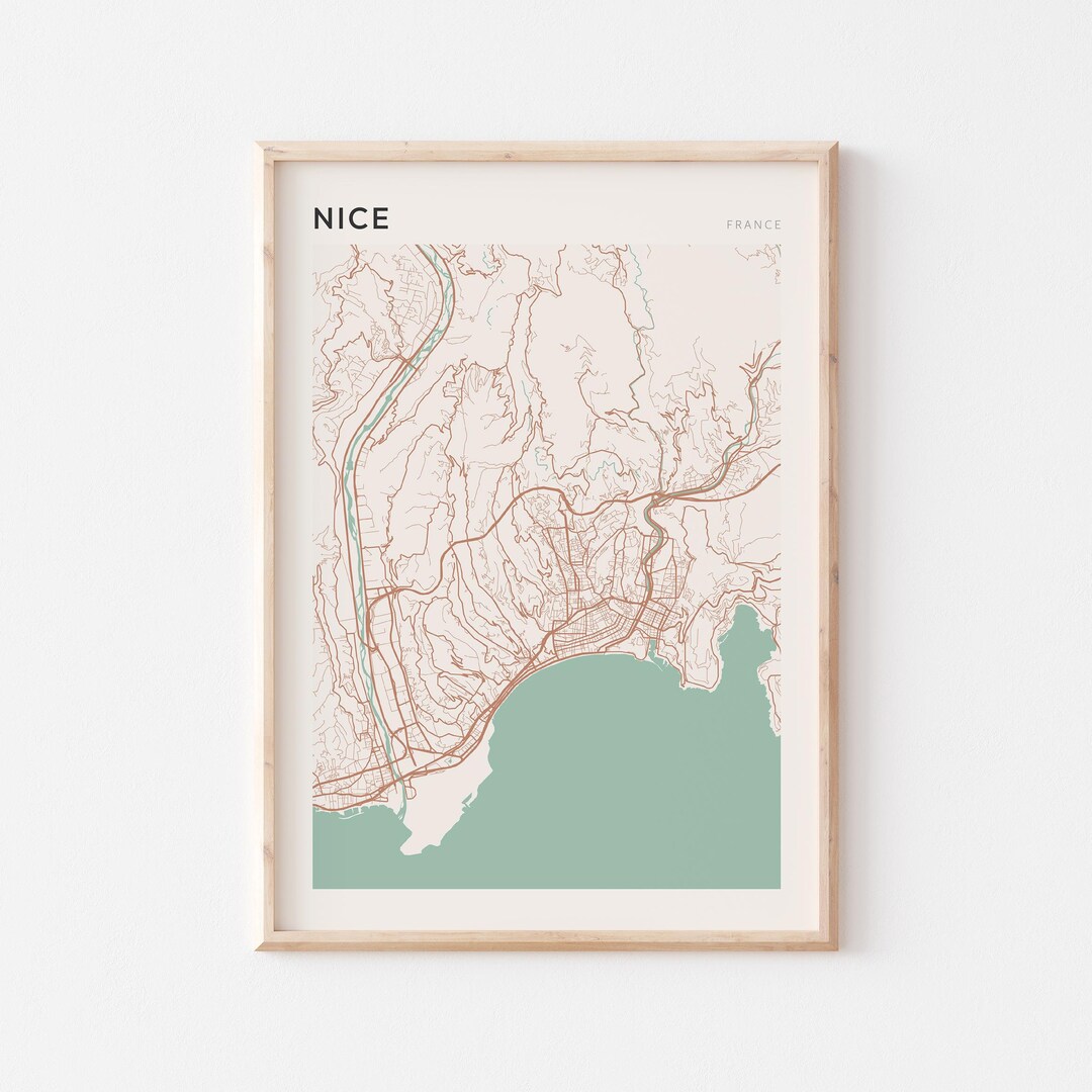 Nice Map Poster, Nice Print, Nice Poster, Nice Wall Art, France, Travel ...