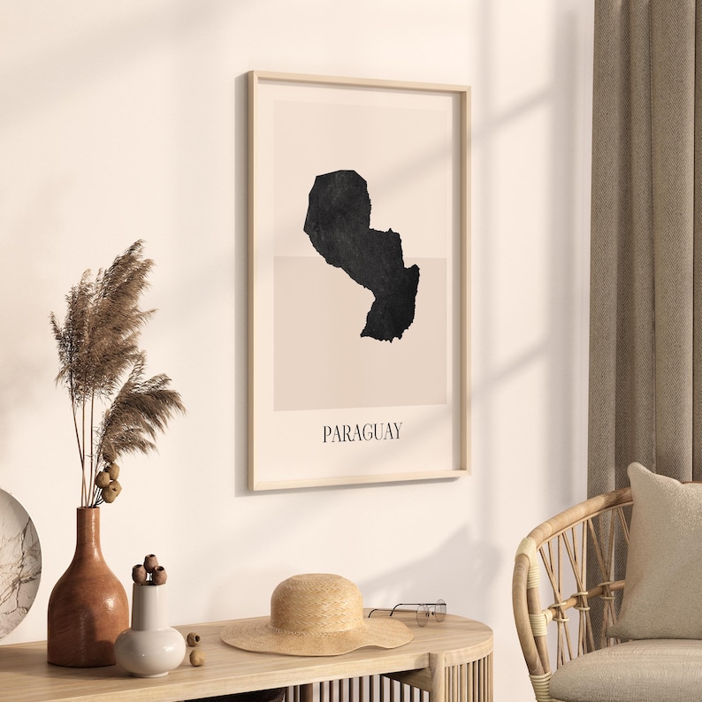 Paraguay Map Poster, Paraguay Print, Paraguay Map Print Minimalist Boho ...