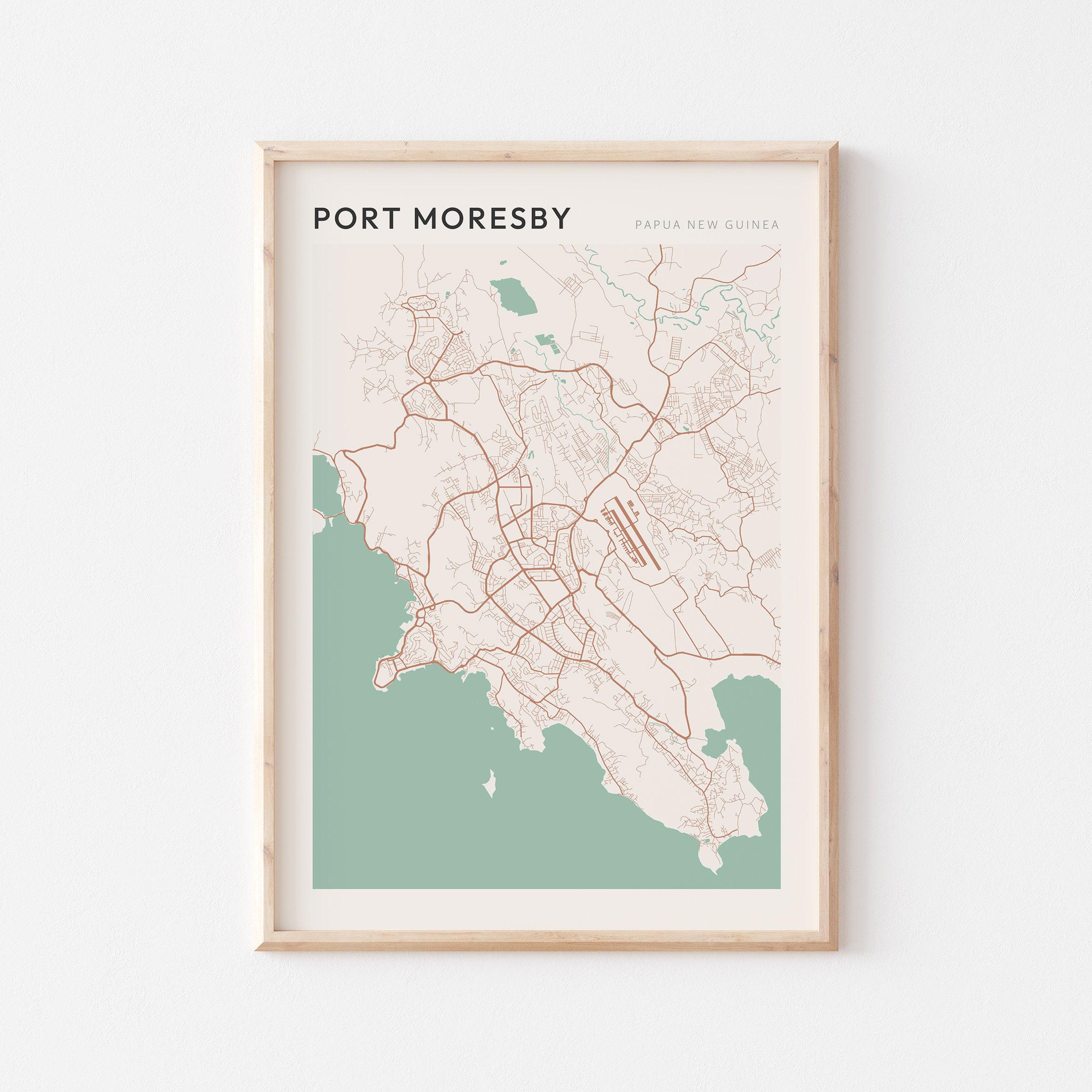Port Moresby Map Poster, Port Moresby Wall Art, Port Moresby Map, Port ...