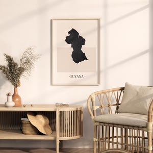 Guyana Map Poster, Guyana Print, Guyana Map Print Minimalist Boho Wall ...