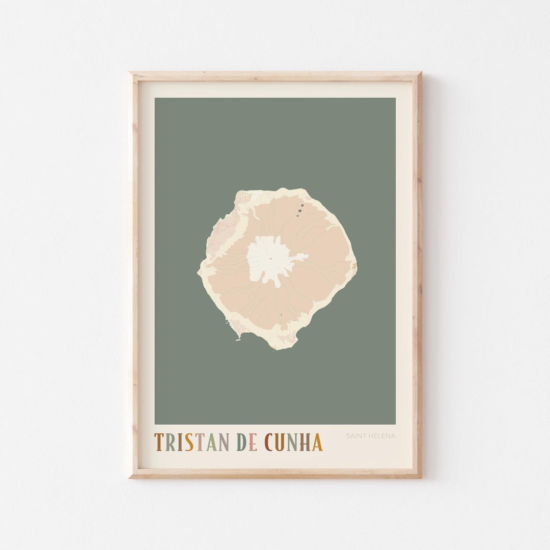 Tristan De Cunha Map Poster, Tristan De Cunha Print, Tristan De Cunha ...