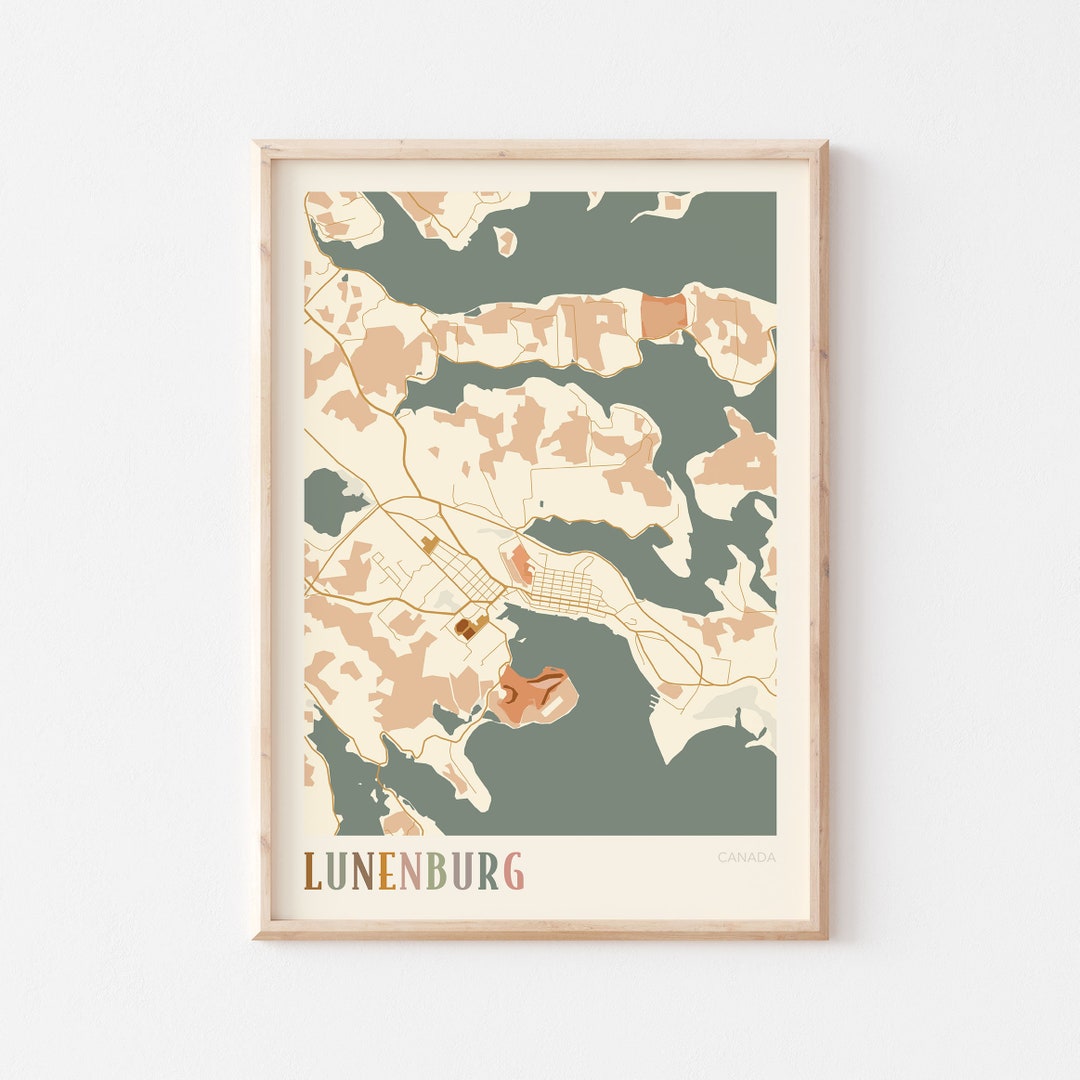 Lunenburg Nova Scotia Map Poster, Lunenburg Wall Art, Lunenburg City ...