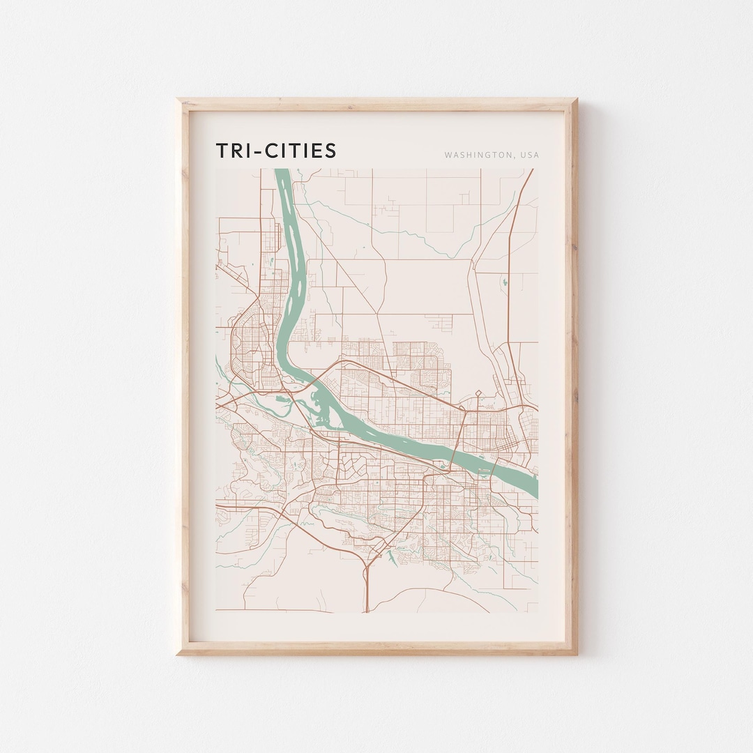Tri-cities Map Poster, Tri-cities Print, Tri-cities Poster, Tri-cities ...