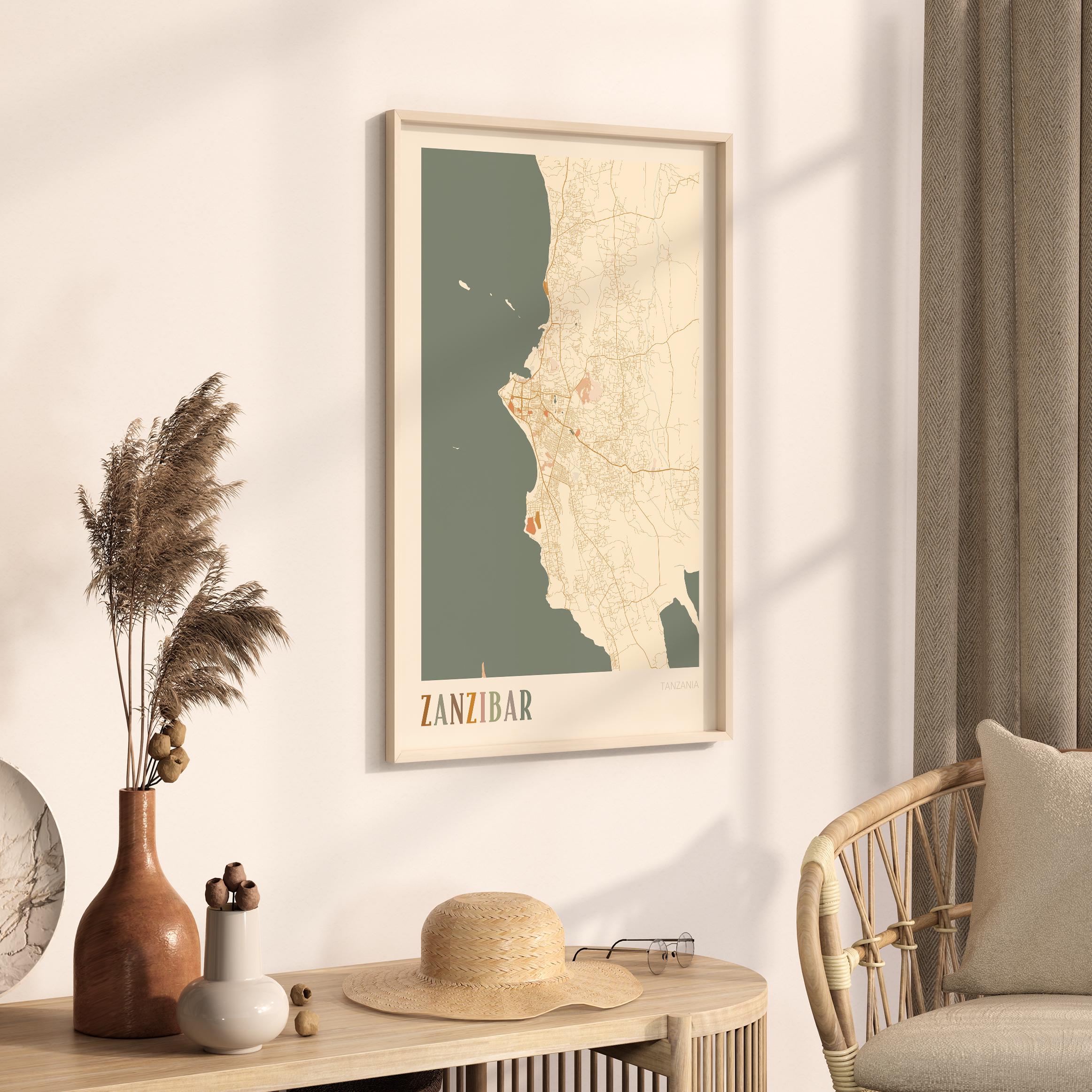 Zanzibar Map Poster, Zanzibar Print, Zanzibar Poster, Zanzibar Wall Art ...