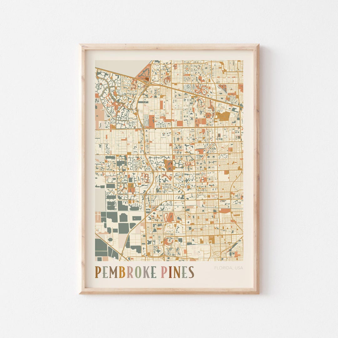 Pembroke Pines Map Poster, Pembroke Pines Print, Pembroke Pines Poster ...