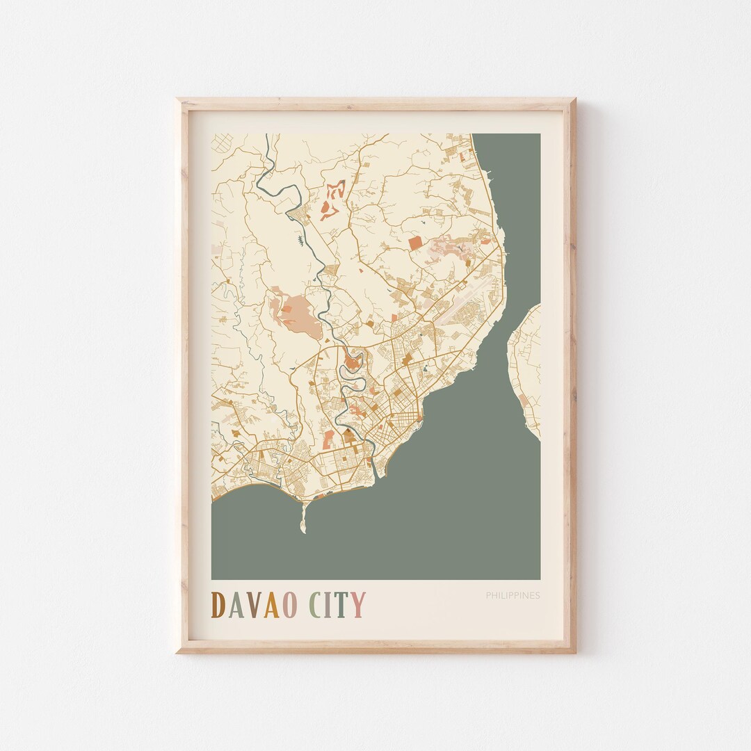 Davao City Map Poster, Davao City Print, Davao City Poster, Davao City ...