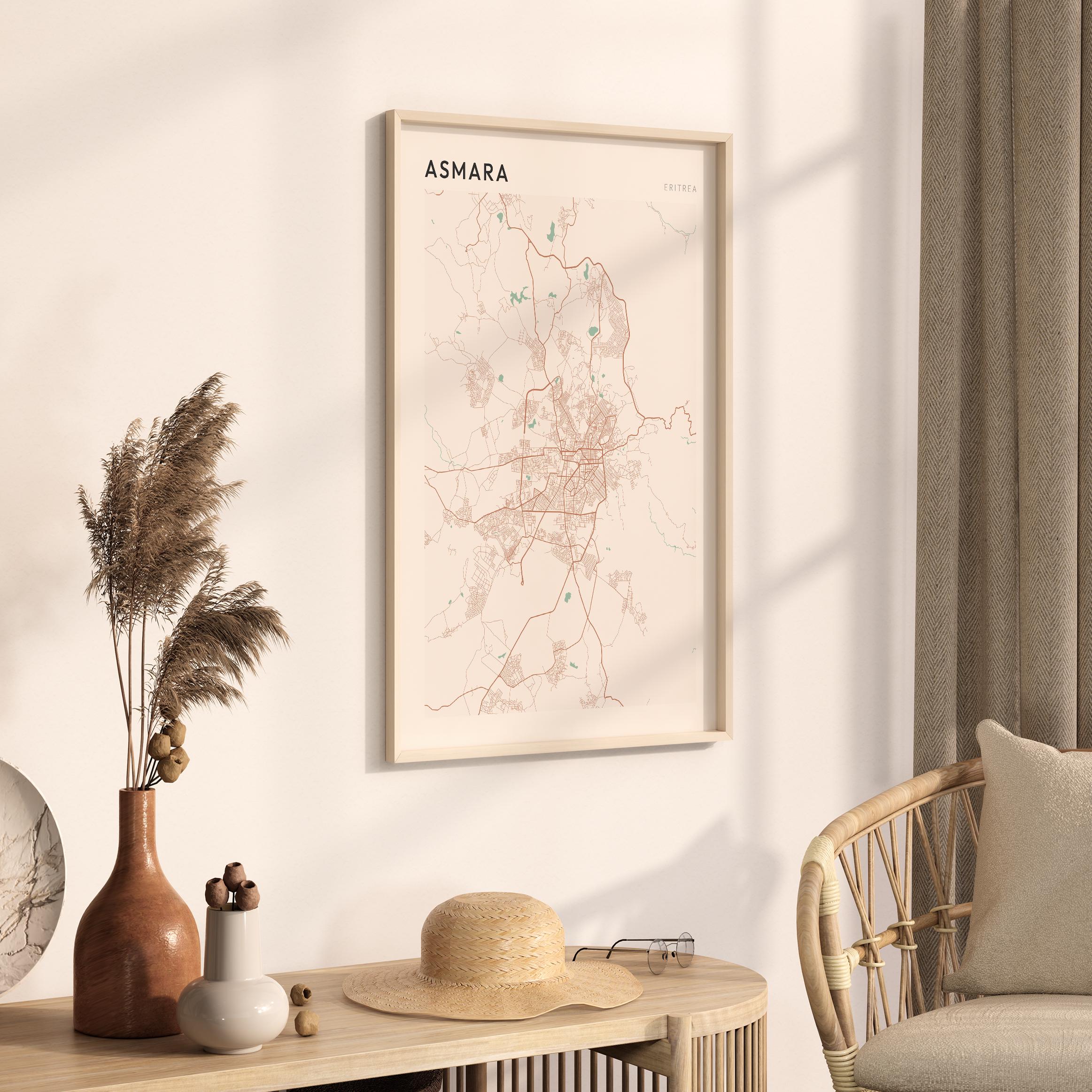 Asmara Map Poster, Asmara Print, Asmara Poster, Asmara Wall Art ...