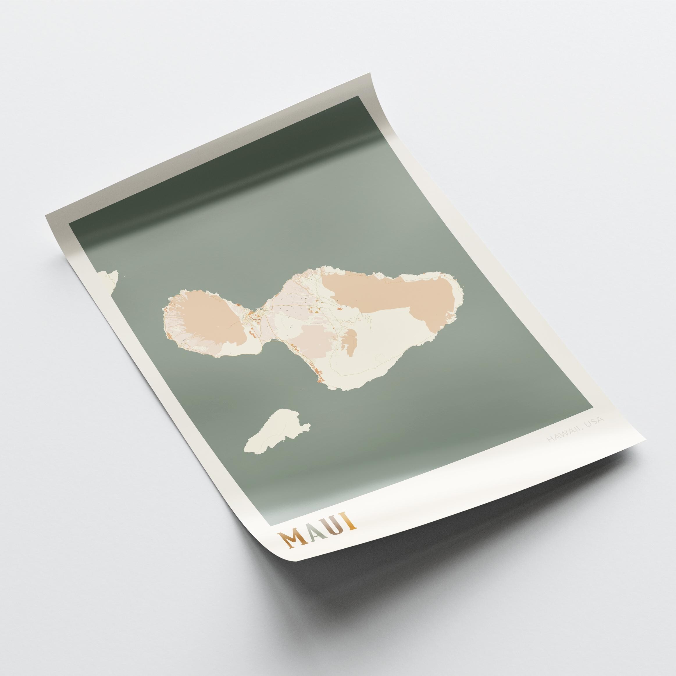 Maui Map Poster, Maui Print, Maui Poster, Maui Wall Art, Hawaii, Travel ...