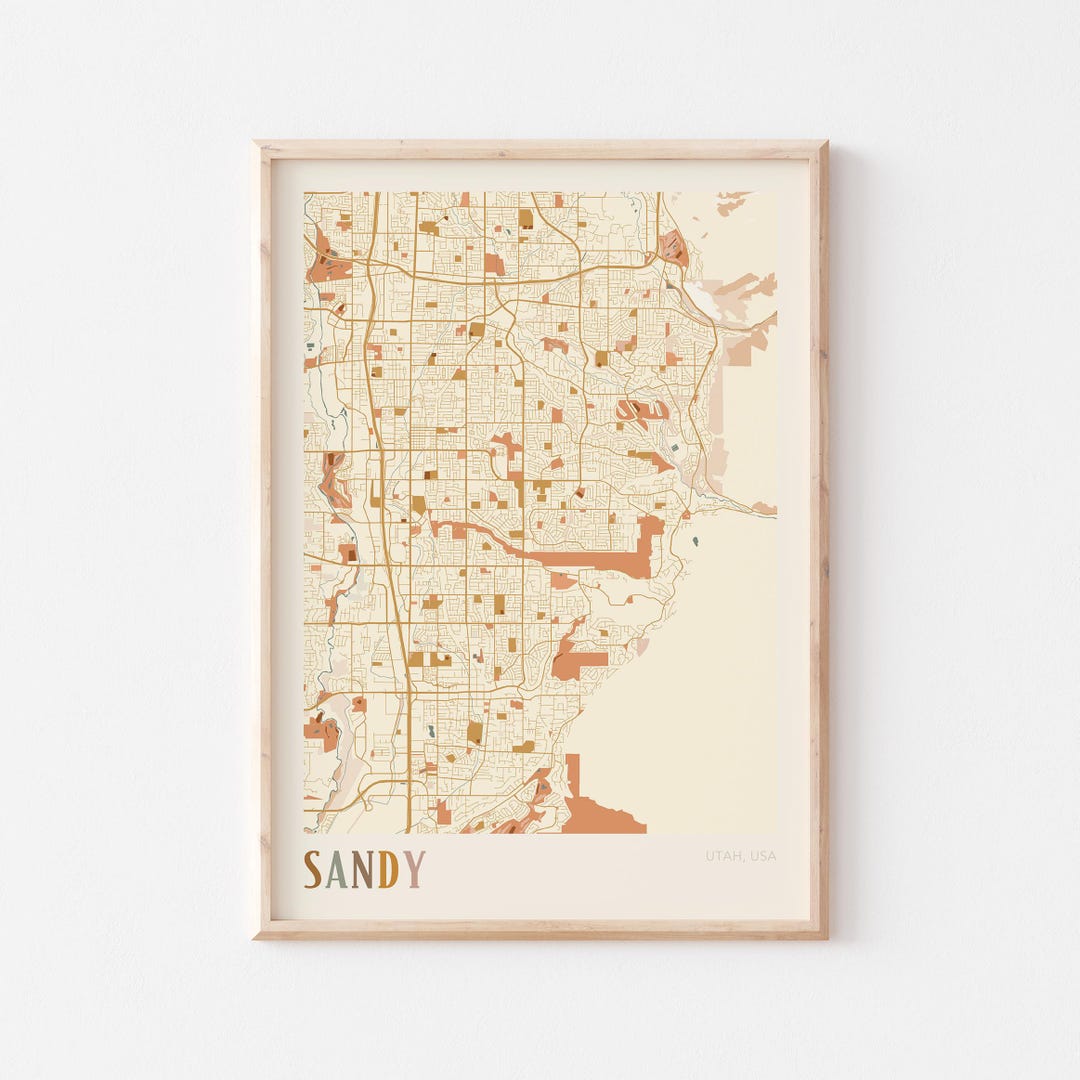 Sandy Map Poster, Sandy Print, Sandy Poster, Sandy Wall Art, Utah ...