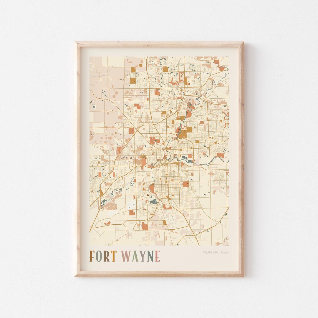Fort Wayne Map Poster, Fort Wayne Print, Fort Wayne Poster, Fort Wayne ...