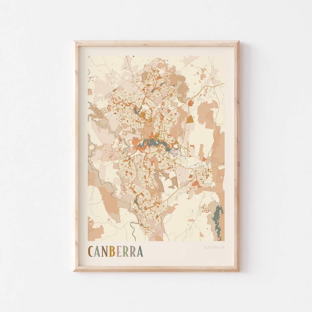 Canberra Map Poster, Canberra Wall Art, Canberra Map, Canberra Poster ...