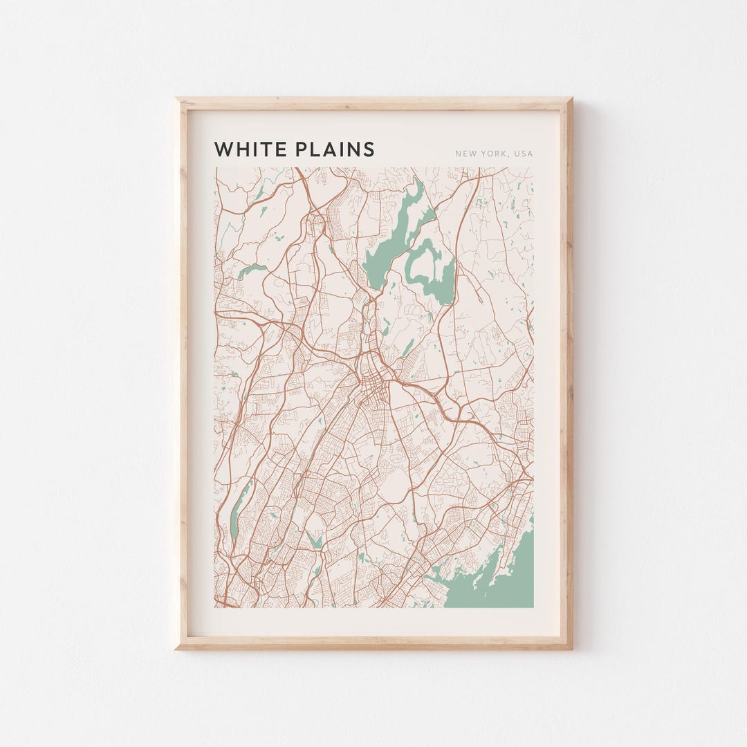White Plains Map Poster, White Plains Print, White Plains Poster, White ...