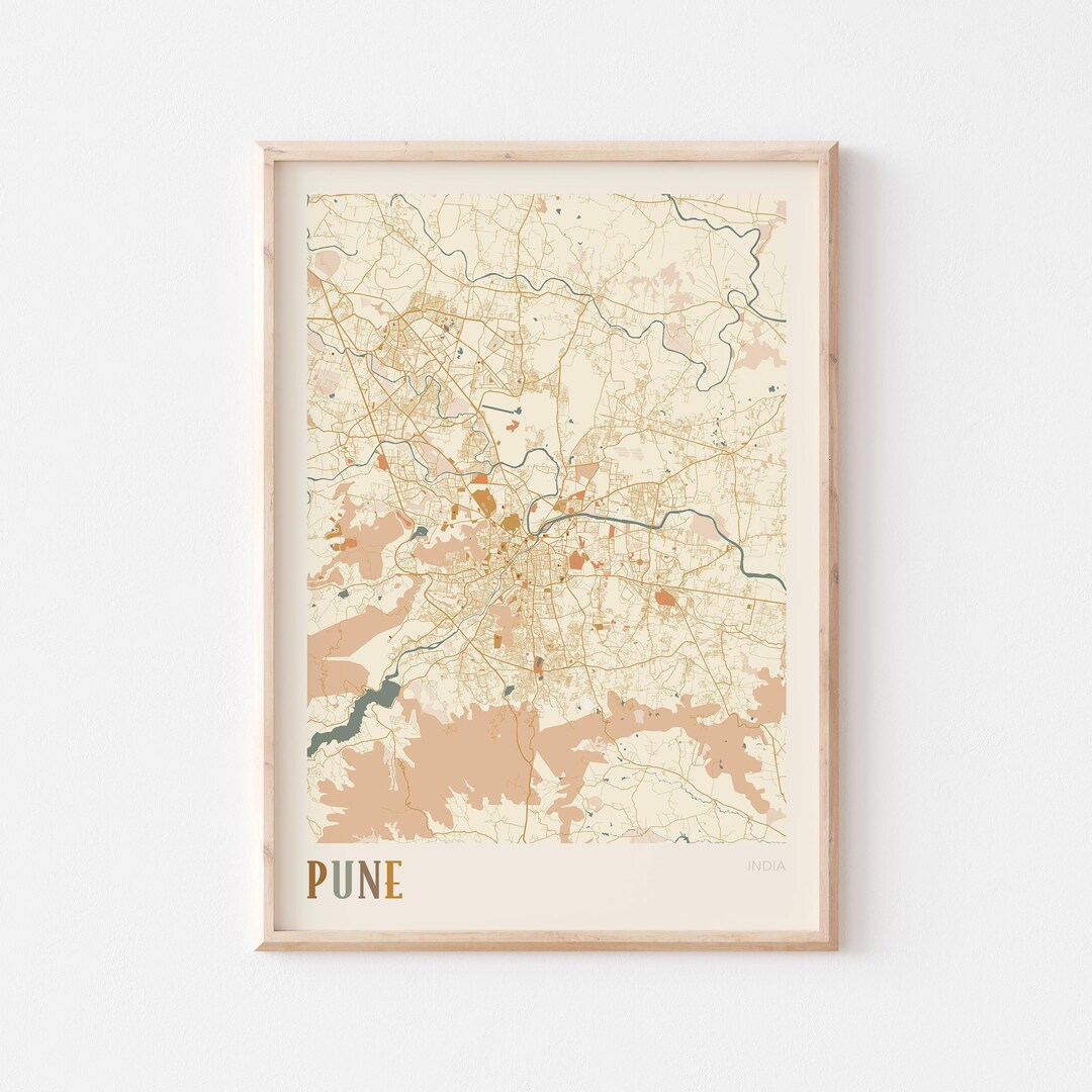 Pune Map Poster, Pune Print, Pune Poster, Pune Wall Art, India, Travel ...