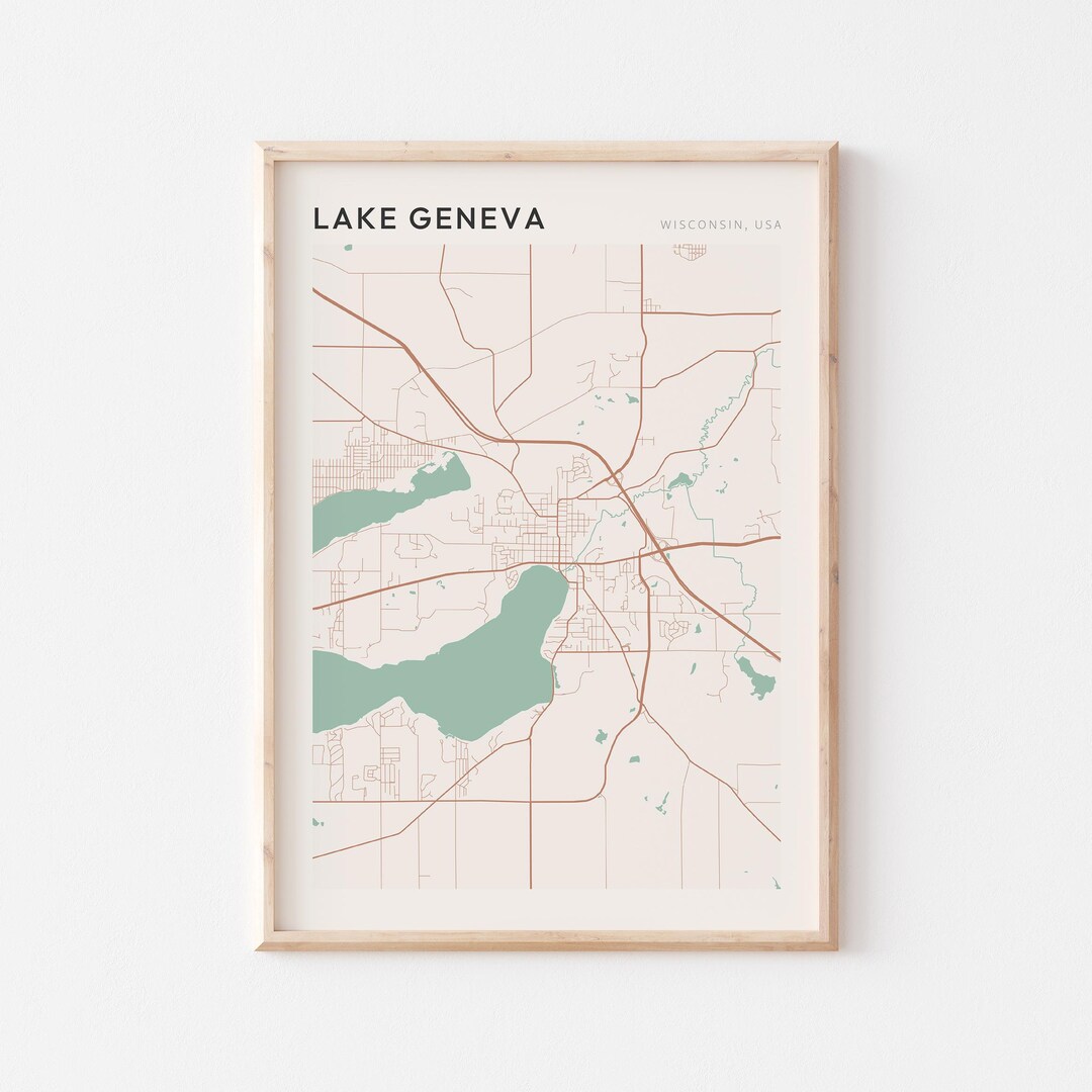 Lake Geneva Map Poster, Lake Geneva Print, Lake Geneva Poster, Lake ...