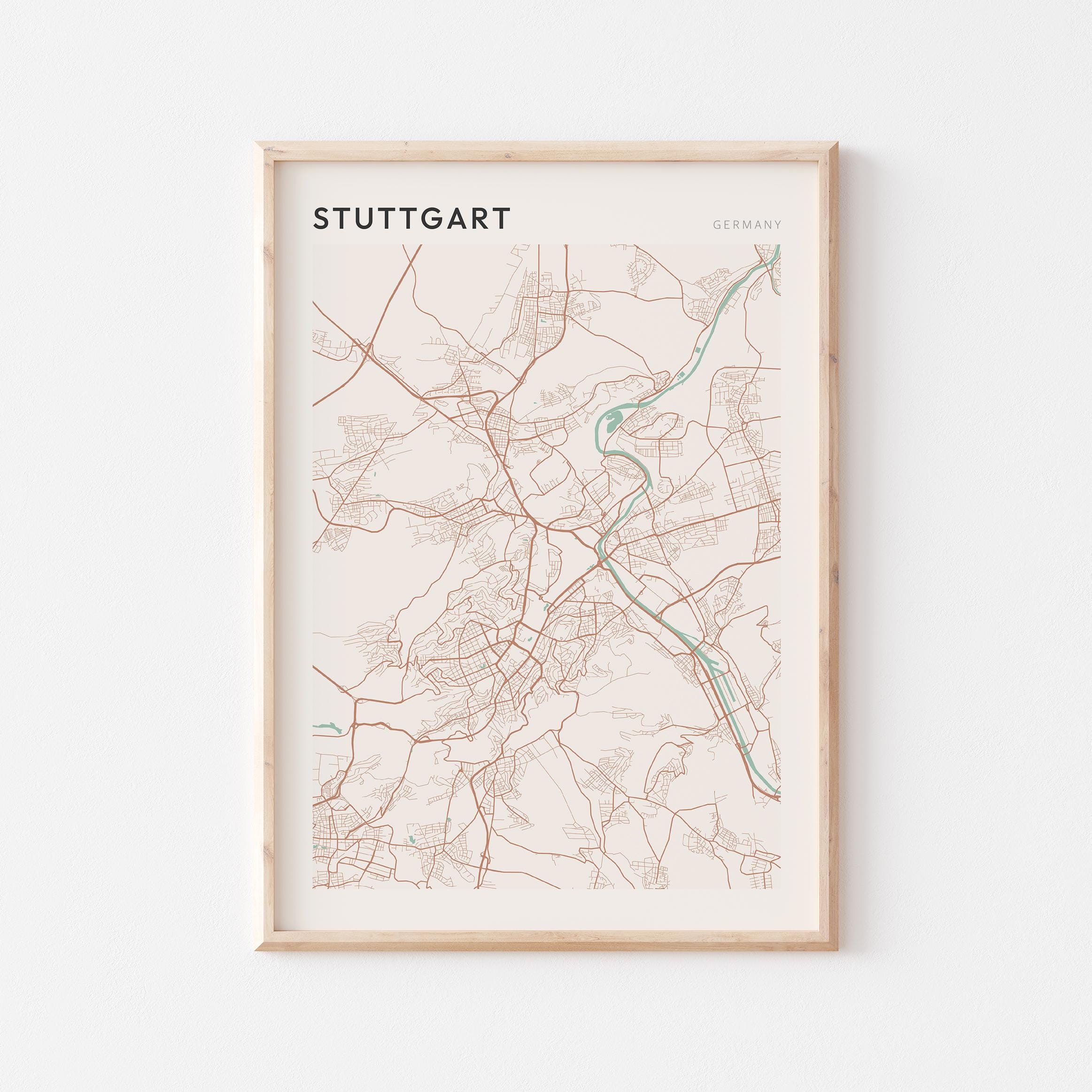 Stuttgart Map Poster, Stuttgart Print, Stuttgart Poster, Stuttgart Wall ...