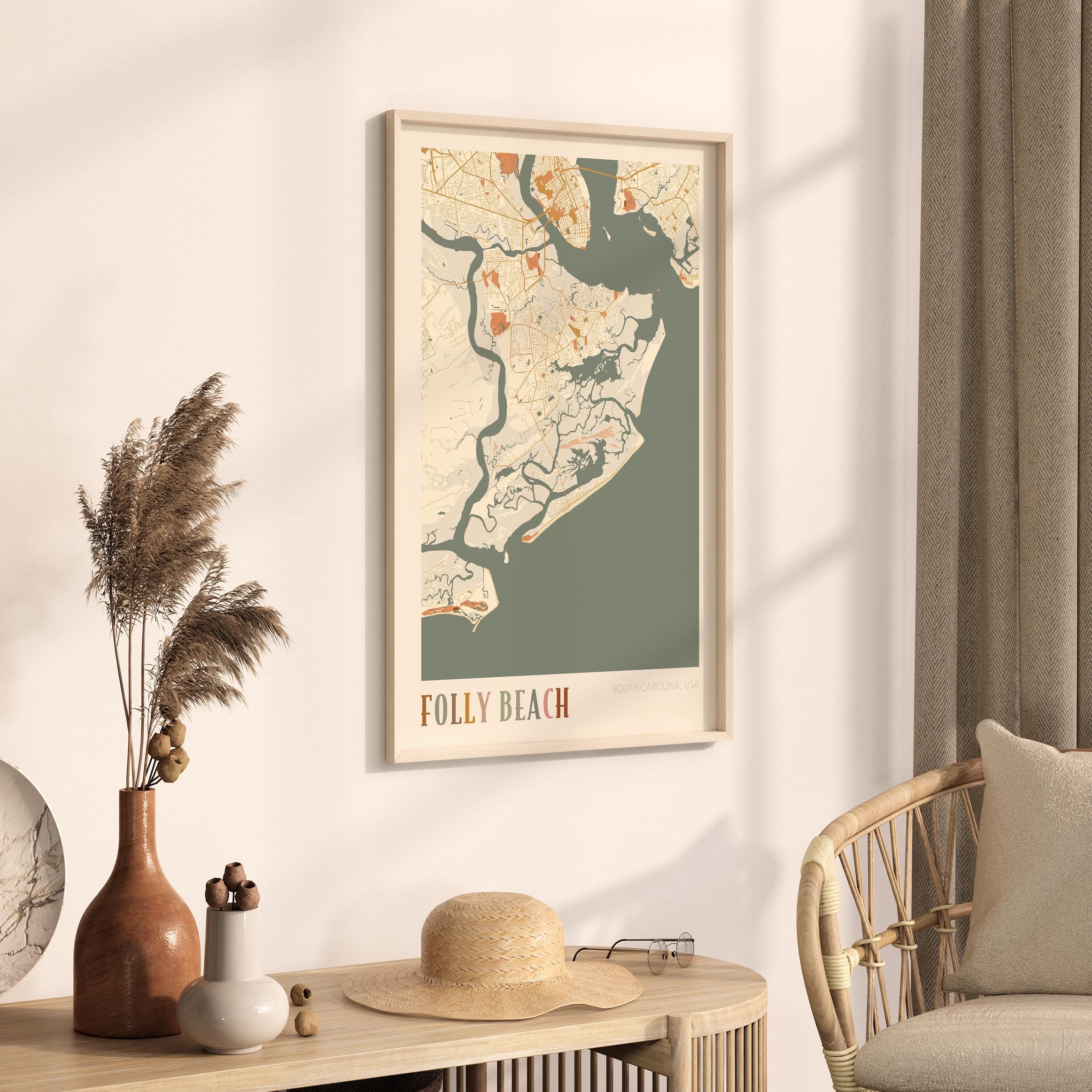 Folly Beach Map Poster, Folly Beach Print, Folly Beach Poster, Folly ...