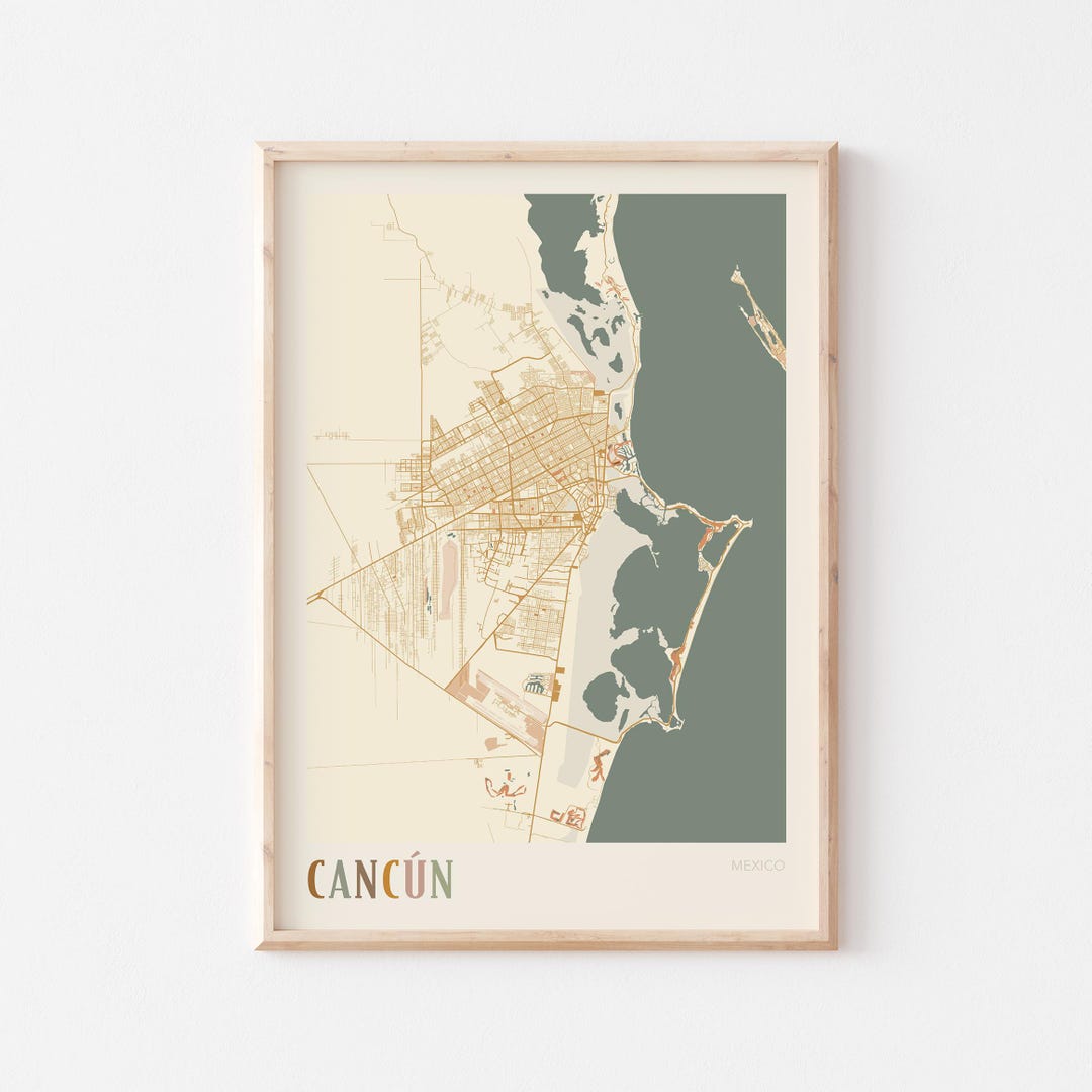 Cancun Map Poster, Cancun Print, Cancun Poster, Cancun Wall Art, Mexico ...