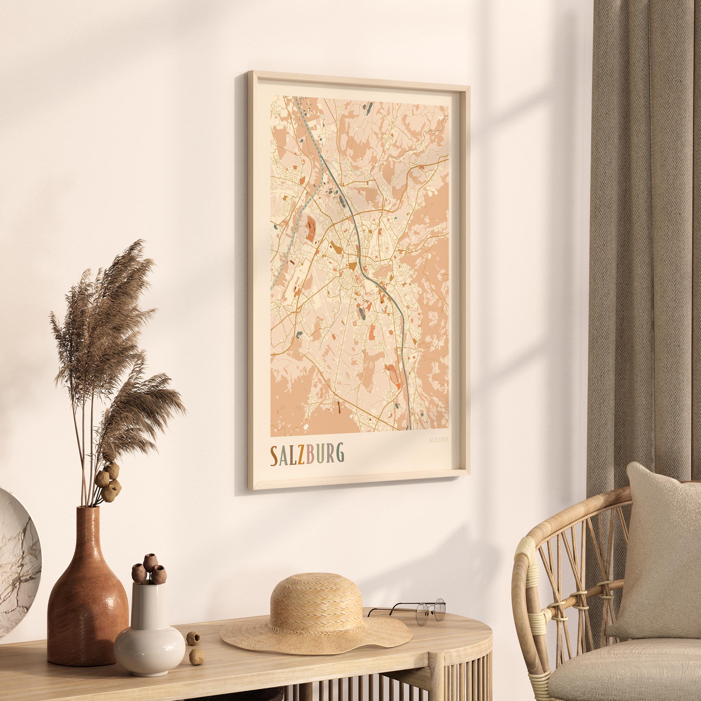 Salzburg Map Poster, Salzburg Print, Salzburg Poster, Salzburg Wall Art ...