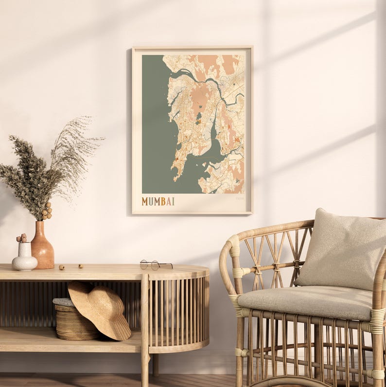 Mumbai Map Poster, Mumbai Print, Mumbai Poster, Mumbai Wall Art, India ...
