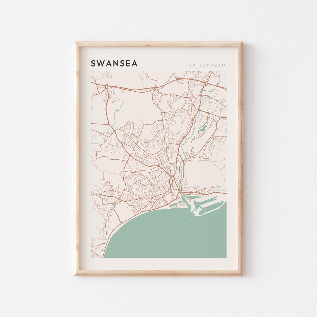 Swansea Map Poster, Swansea Print, Swansea Poster, Swansea Wall Art ...