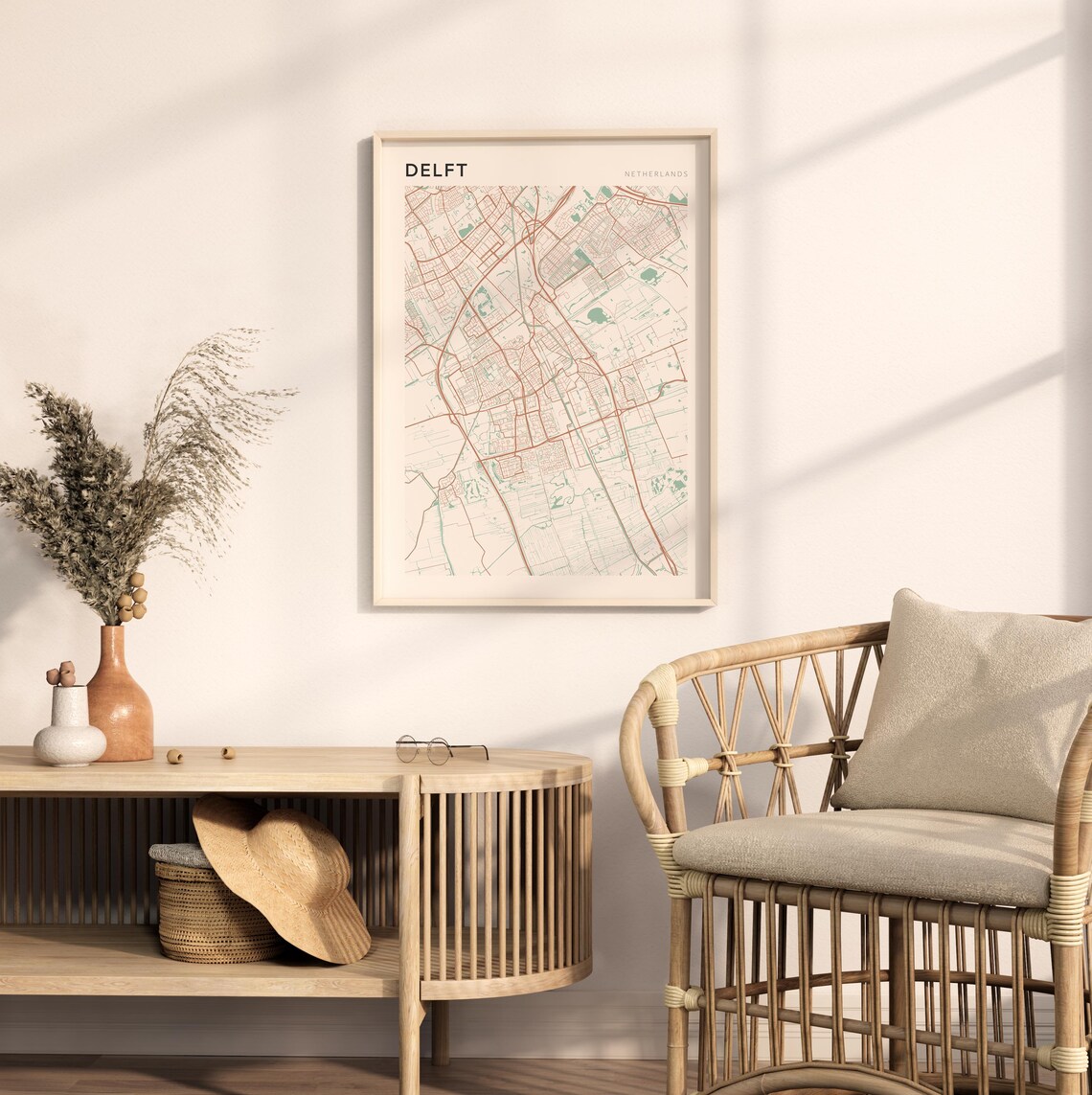 Delft Map Poster, Delft Print, Delft Poster, Delft Wall Art ...
