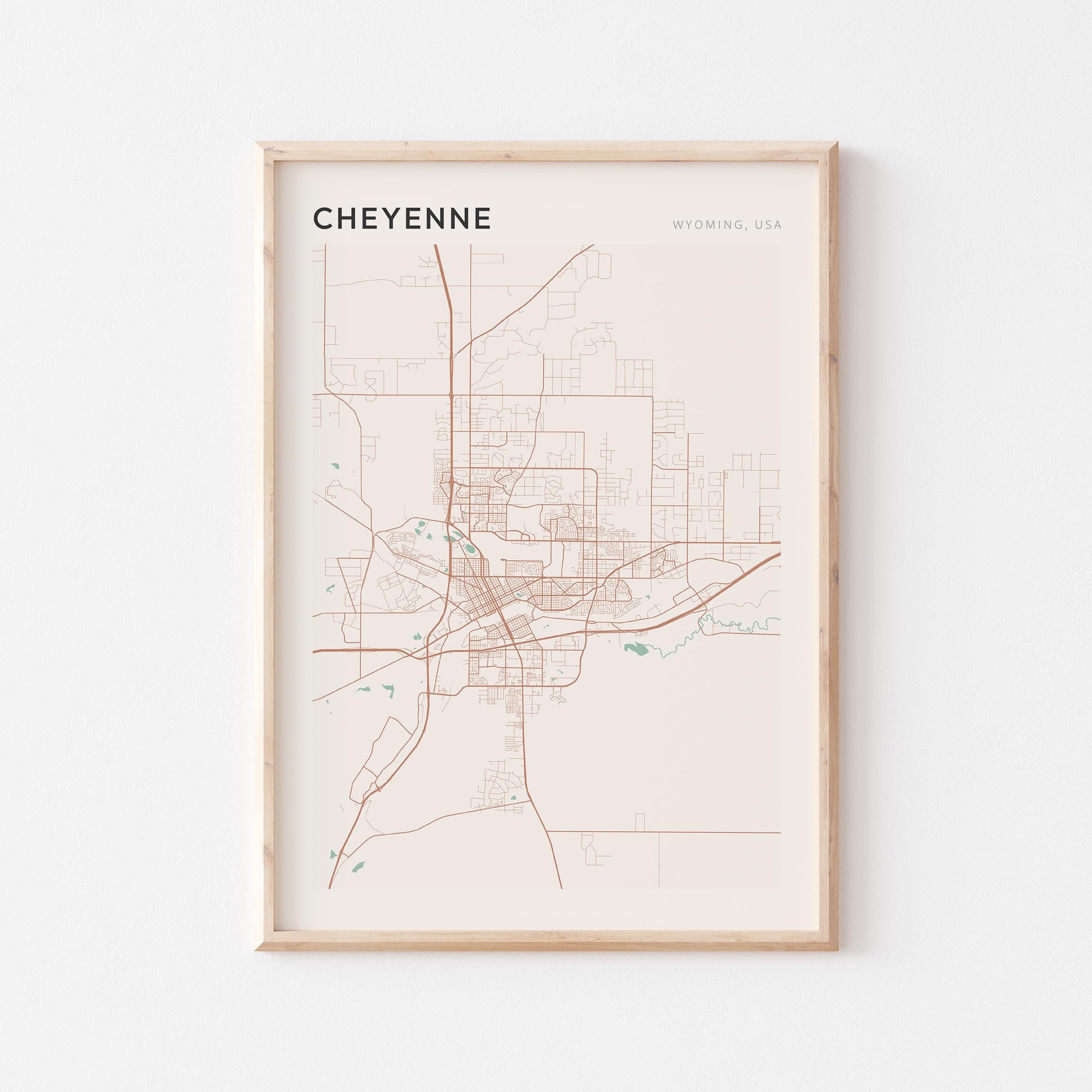 Cheyenne Map Poster, Cheyenne Print, Cheyenne Poster, Cheyenne Wall Art ...