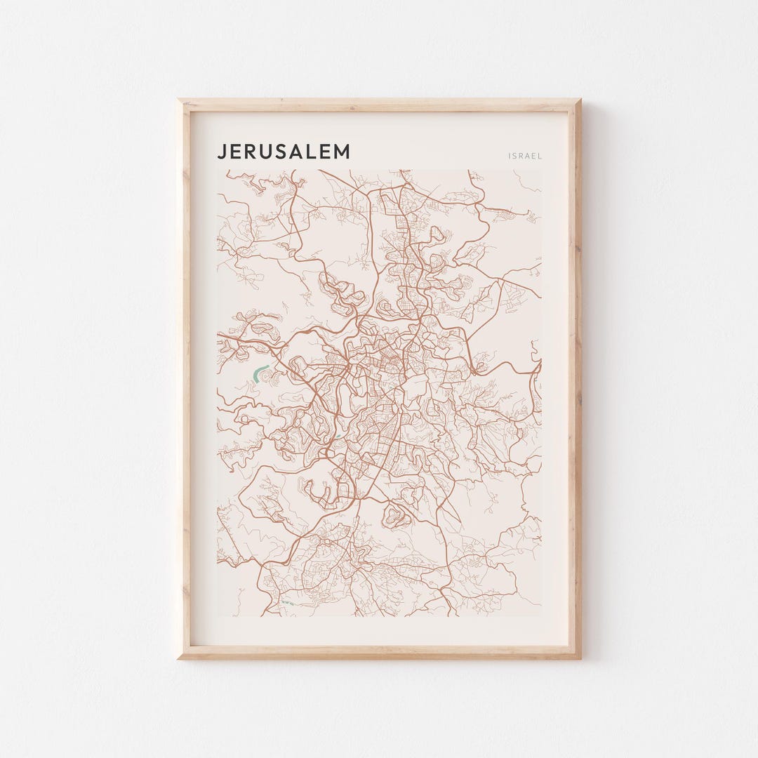 Jerusalem Map Poster, Jerusalem Print, Jerusalem Poster, Jerusalem Wall ...