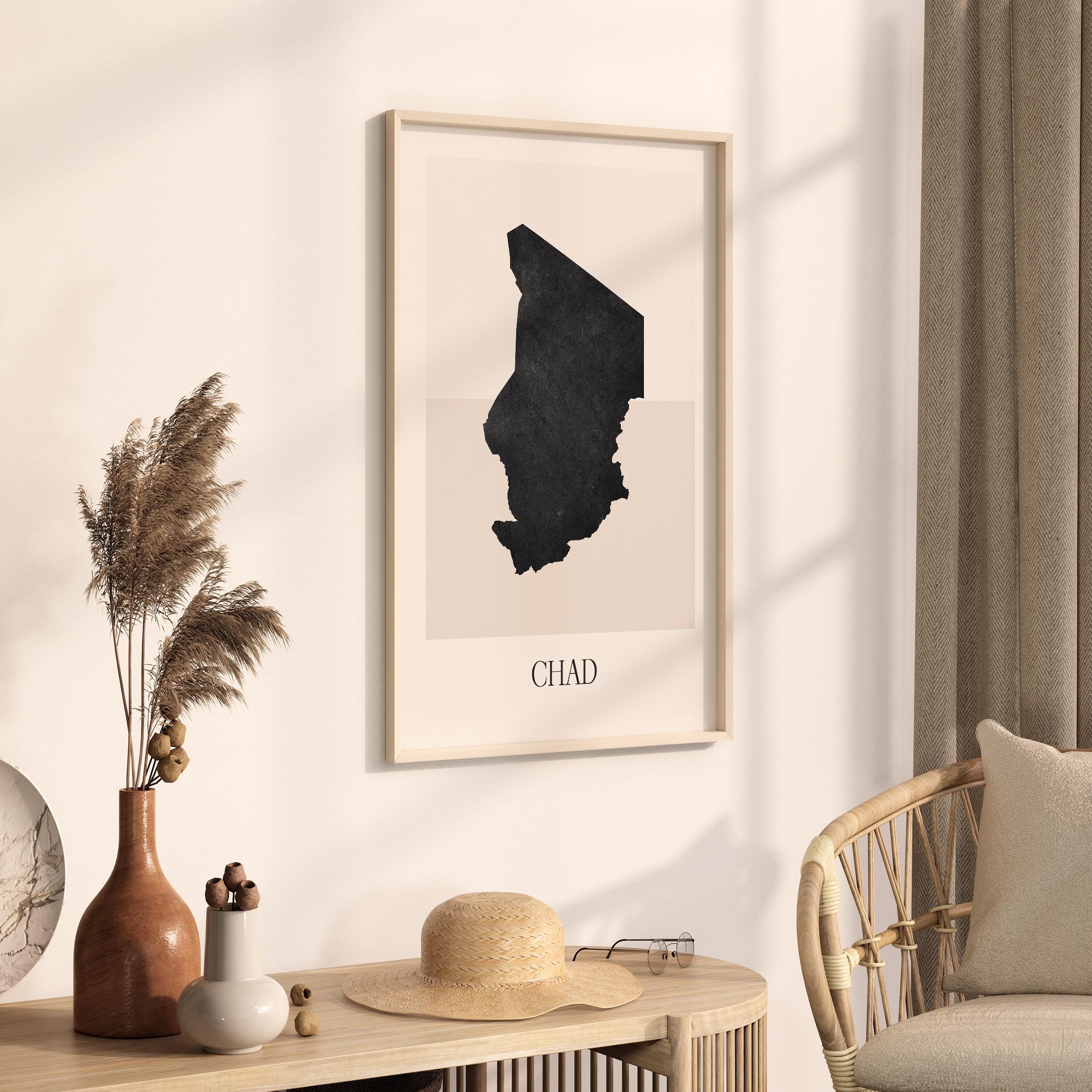 Chad Map Poster, Chad Print, Chad Map Print Minimalist Boho Wall Art ...