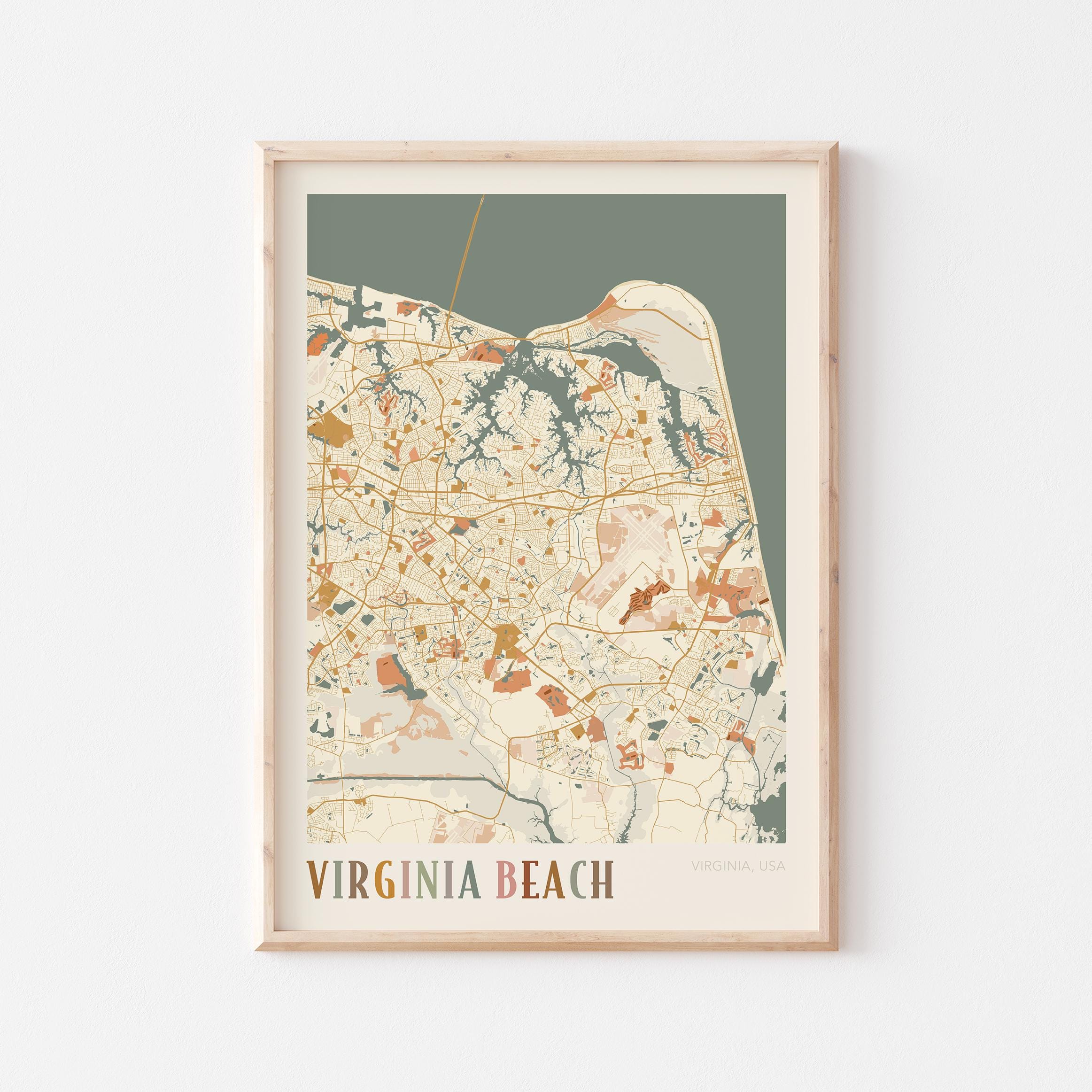 Virginia Beach Map Poster, Virginia Beach Print, Virginia Beach Poster ...