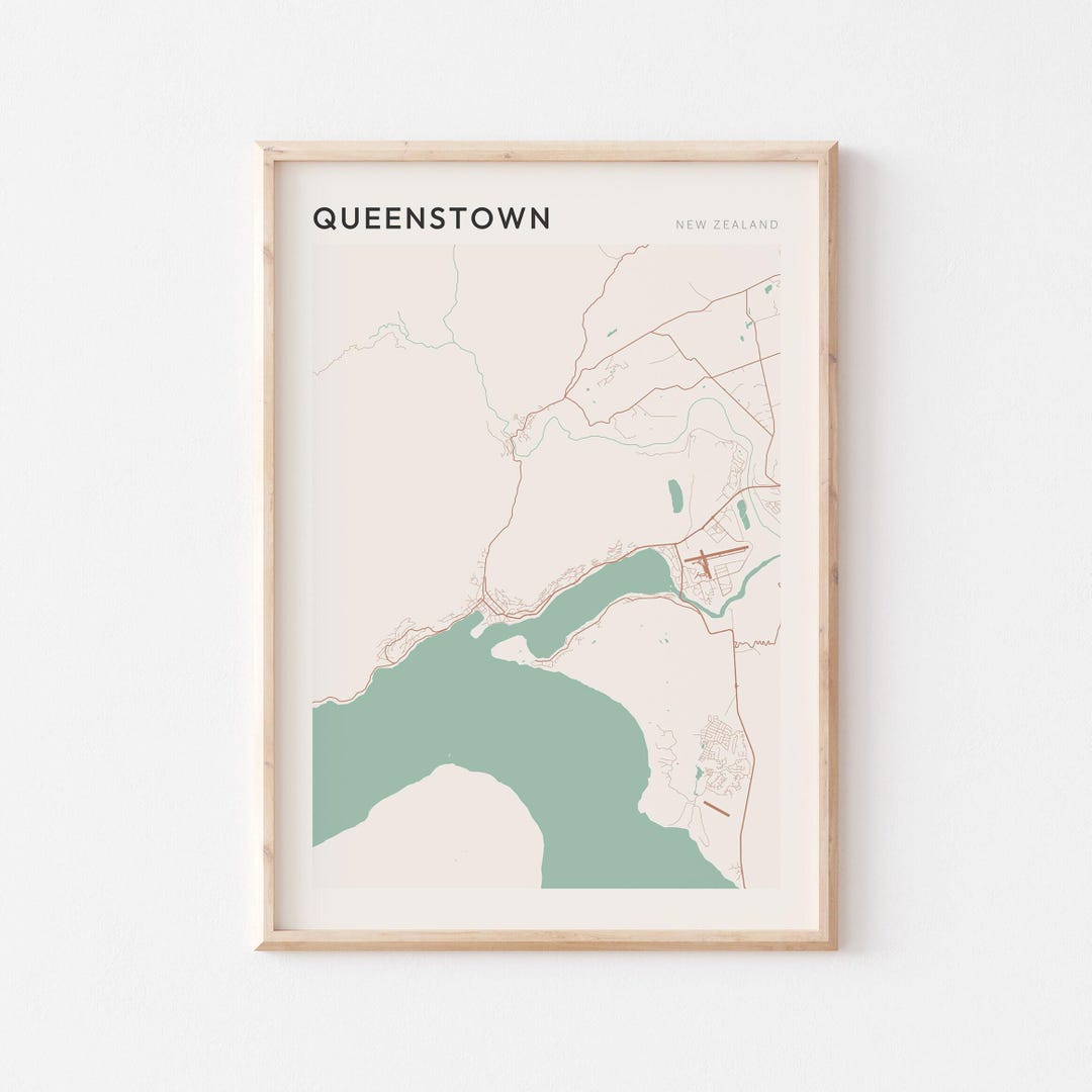 Queenstown Map Poster, Queenstown Wall Art, Queenstown Map, Queenstown ...