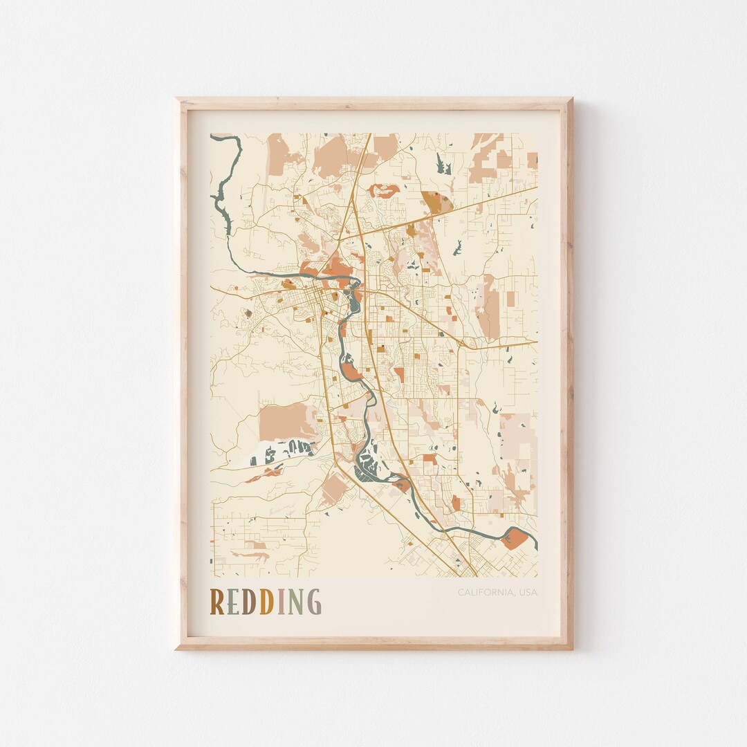 Redding Map Poster, Redding Print, Redding Poster, Redding Wall Art ...