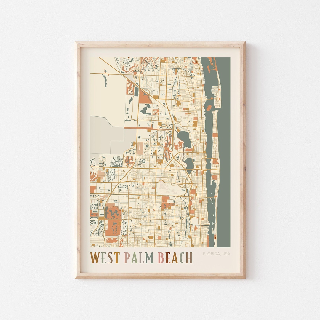 West Palm Beach Map Poster, West Palm Beach Print, West Palm Beach ...