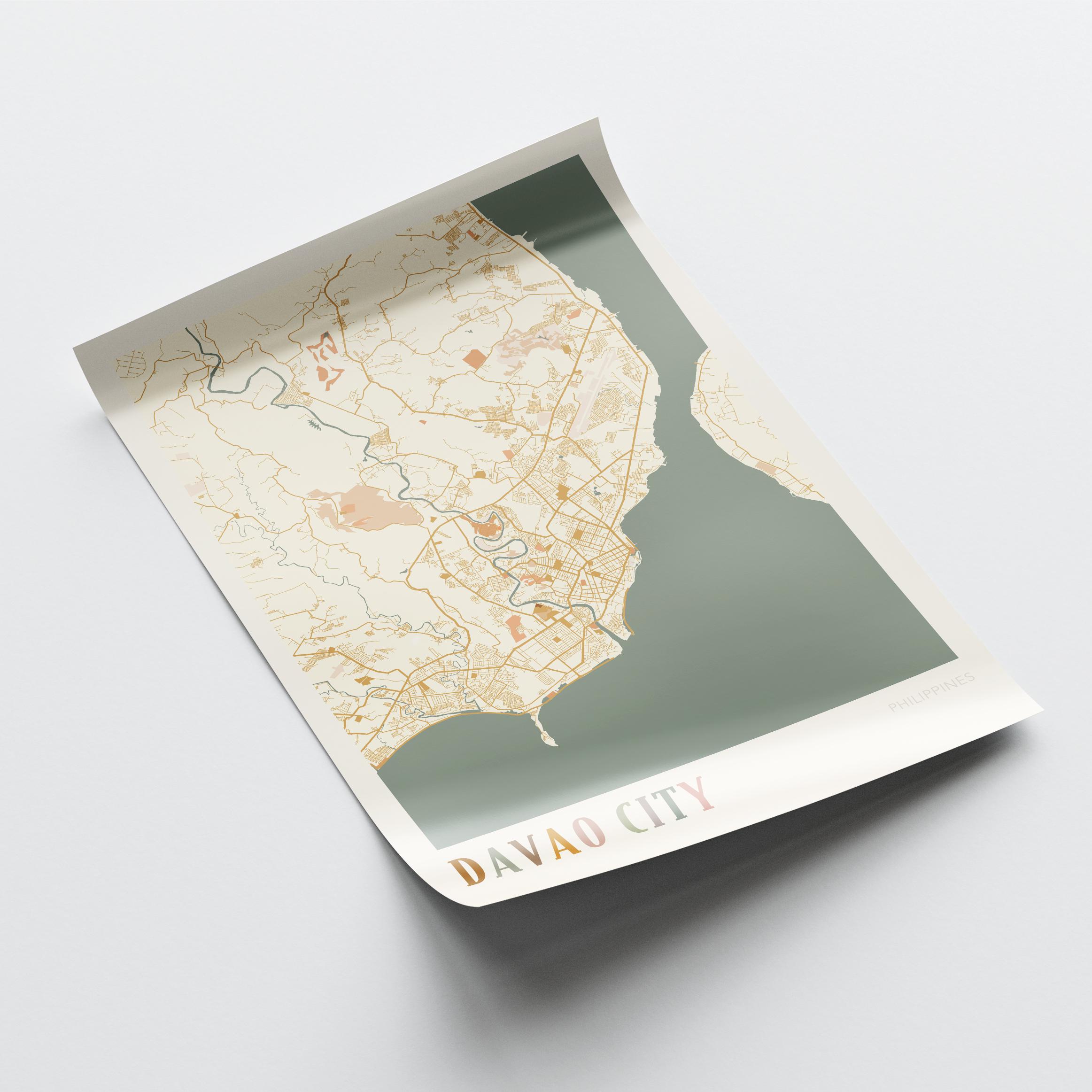 Davao City Map Poster, Davao City Print, Davao City Poster, Davao City ...