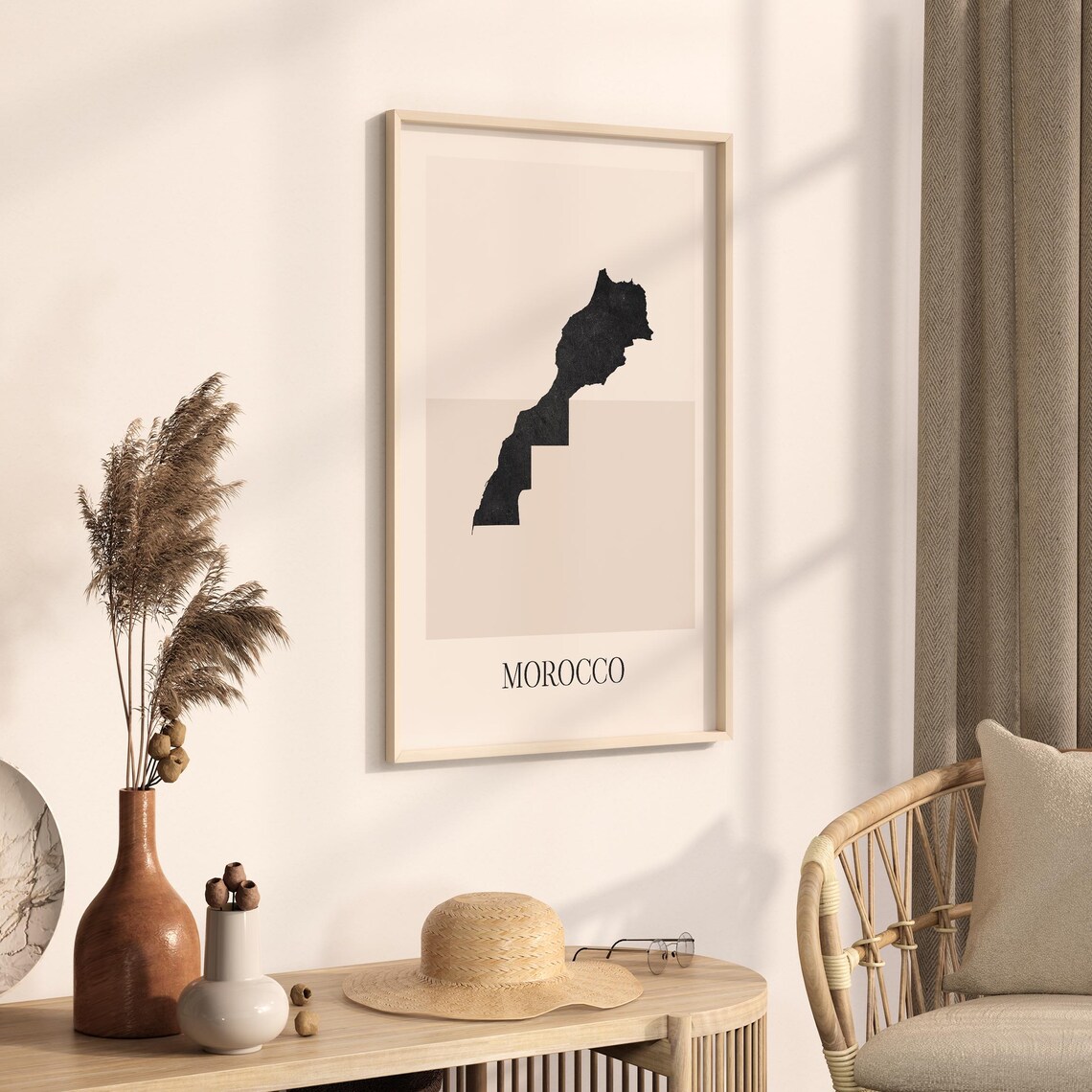 Morocco Map Poster, Morocco Print, Morocco Map Print Minimalist Boho ...