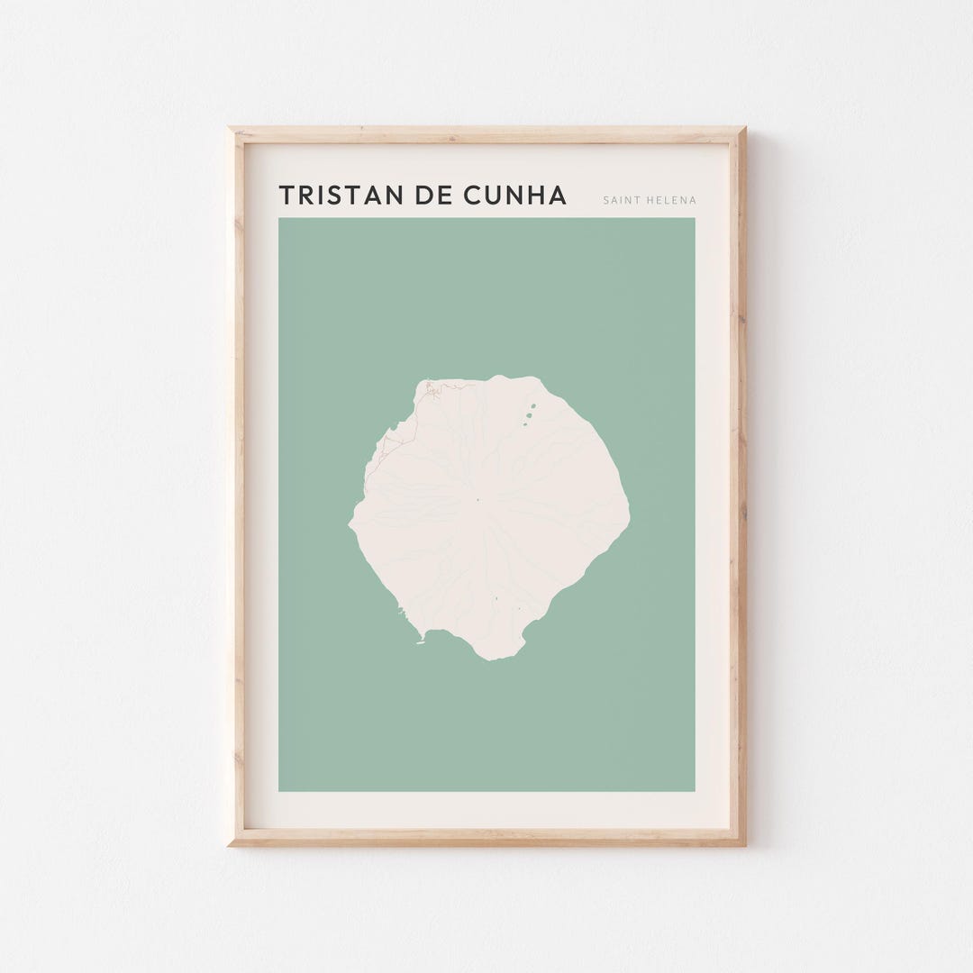 Tristan De Cunha Map Poster, Tristan De Cunha Print, Tristan De Cunha ...