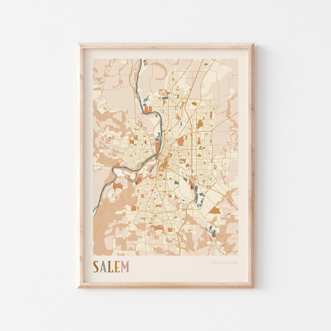 Salem Map Poster, Salem Print, Salem Poster, Salem Wall Art, Oregon ...
