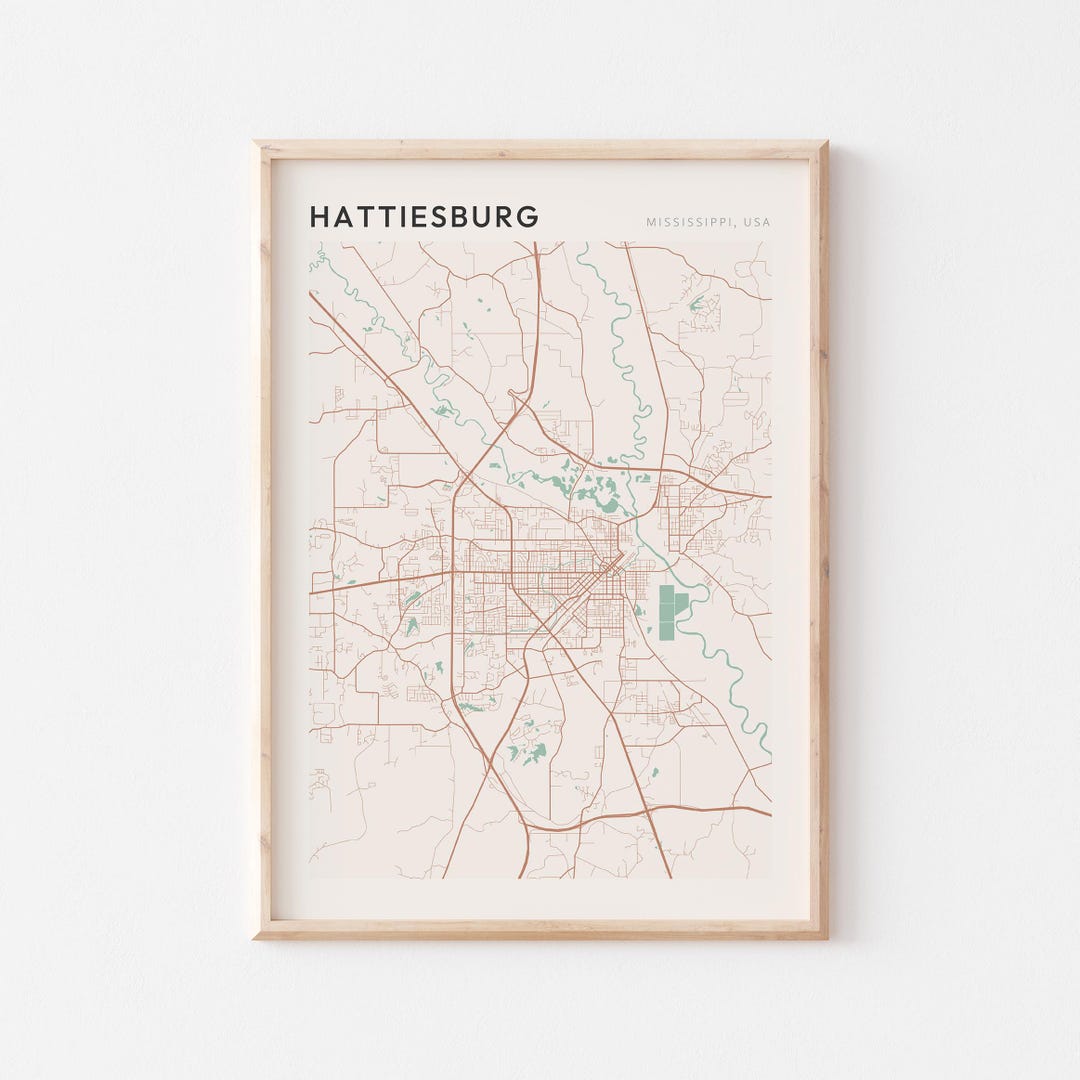 Hattiesburg Map Poster, Hattiesburg Print, Hattiesburg Poster ...