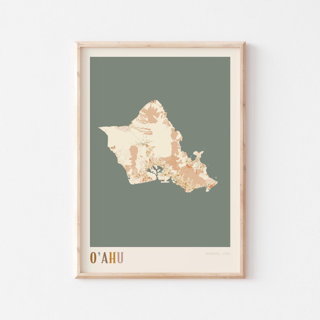 Oahu Map Poster, Oahu Print, Oahu Poster, Oahu Wall Art, Hawaii, Travel ...