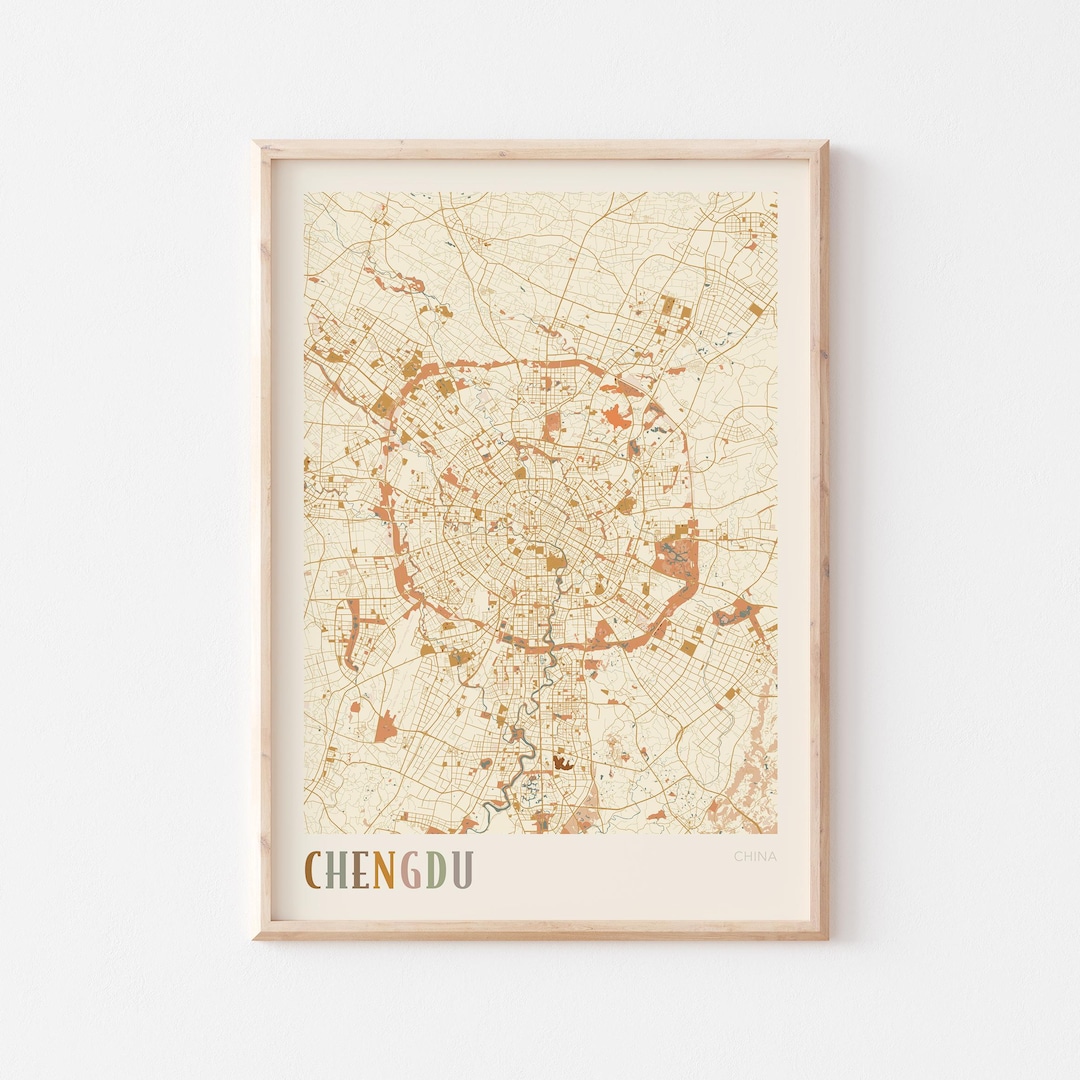 Chengdu Map Poster, Chengdu Print, Chengdu Poster, Chengdu Wall Art ...
